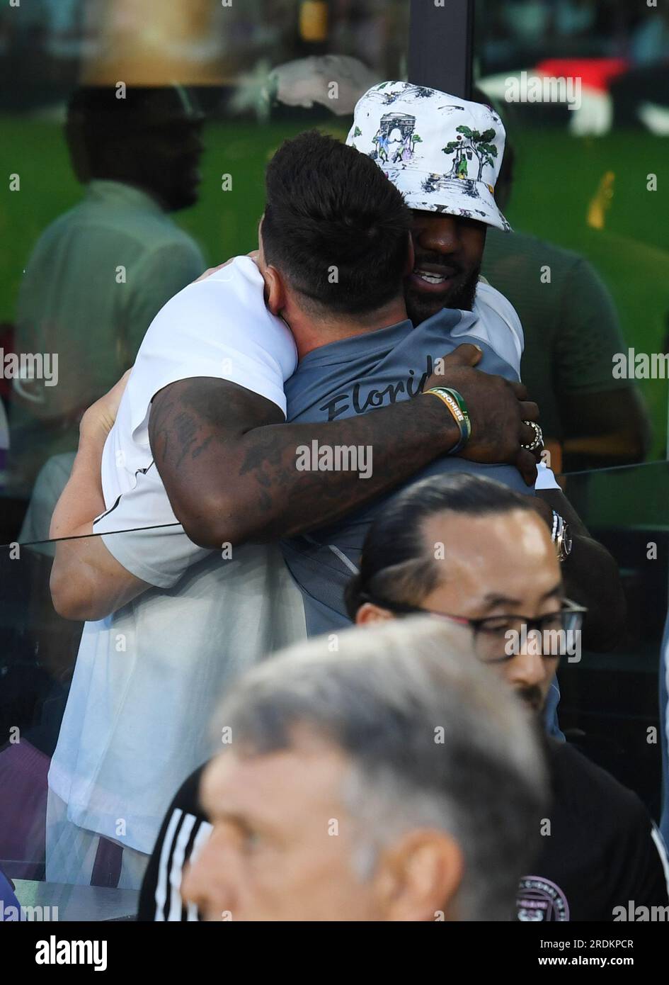 Fort Lauderdale FL, USA. 21st July, 2023. Lebron James is seen hugging ...