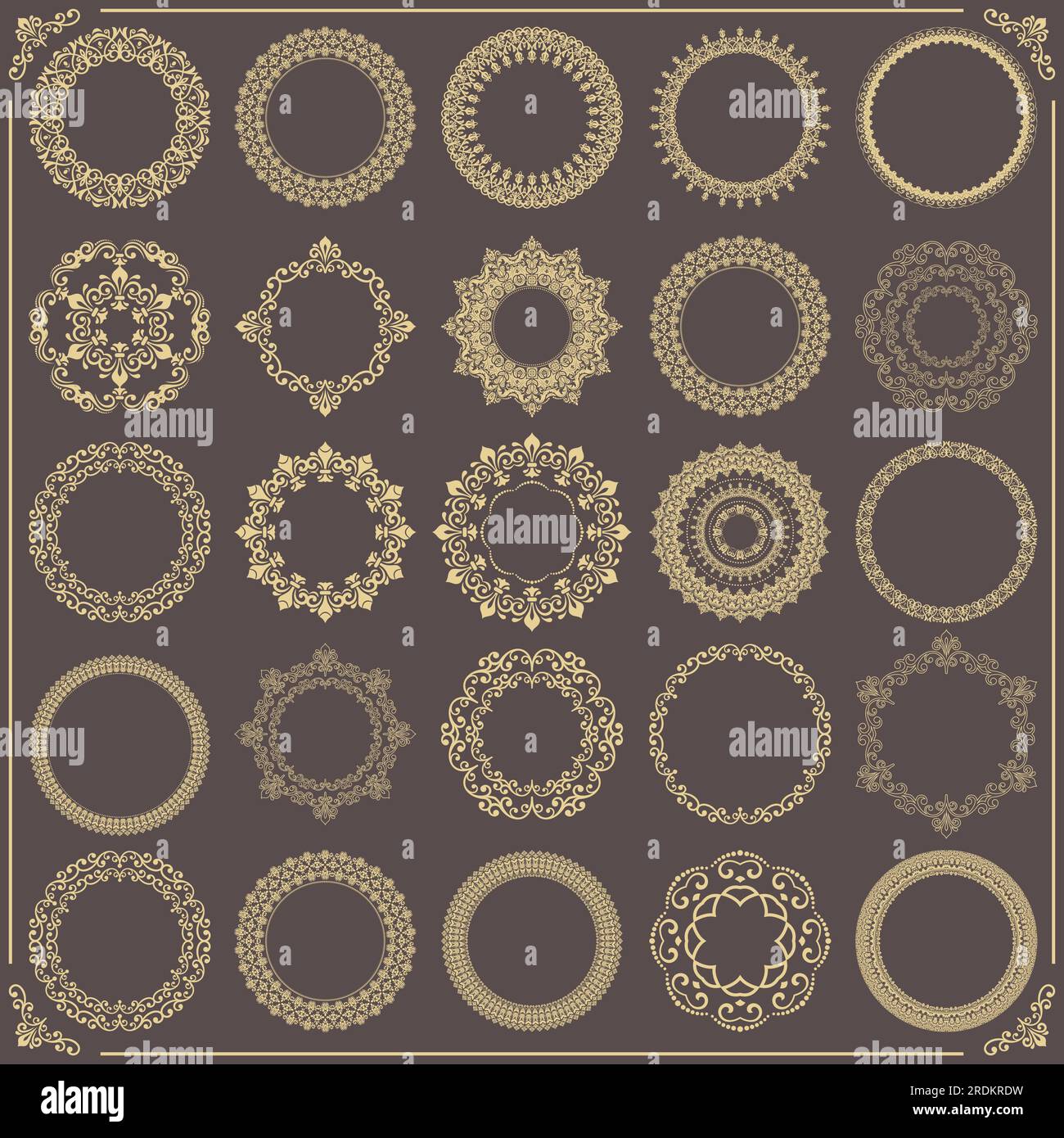 Vintage set of vector round elements. Different elements for design ...