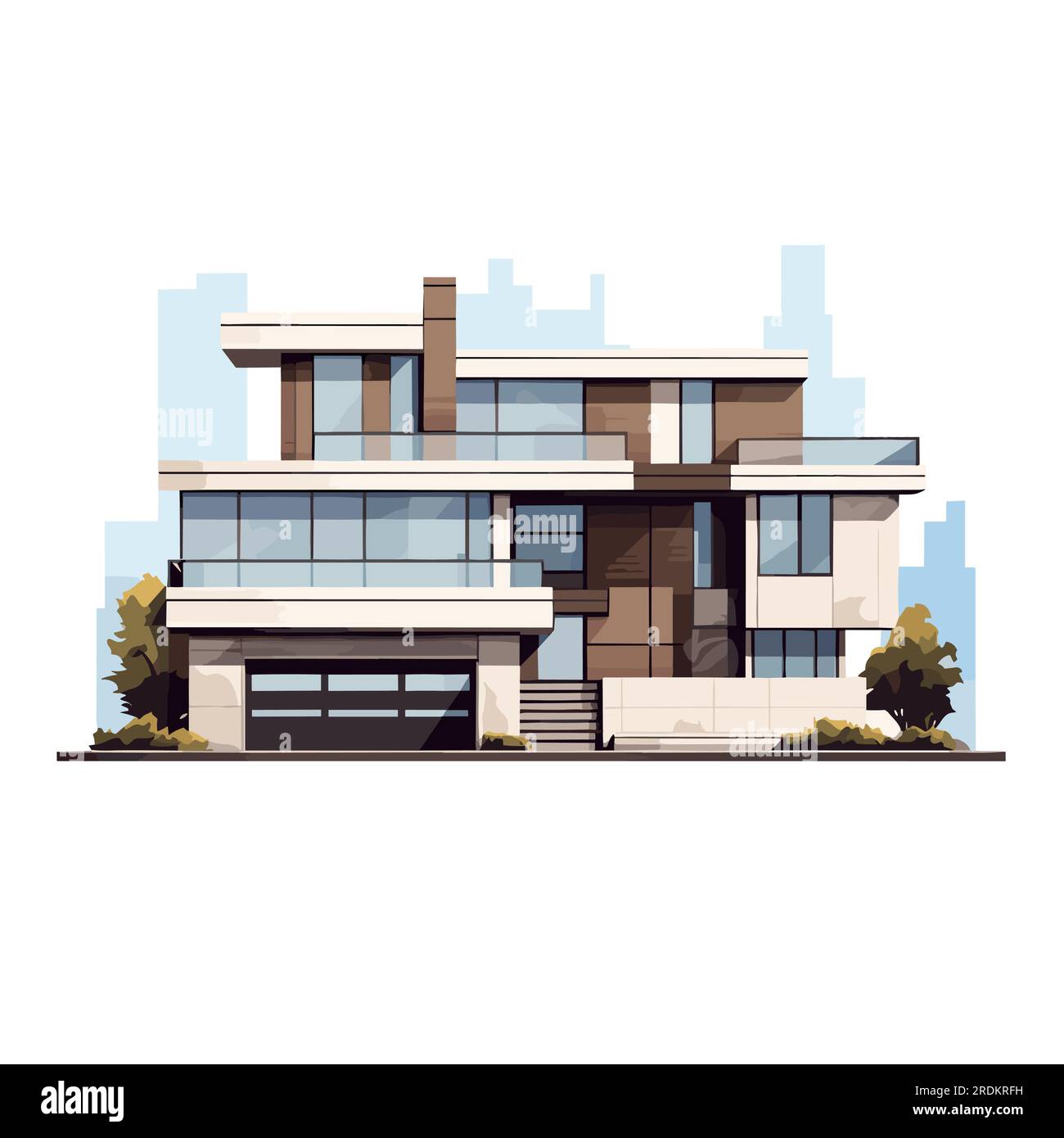 Exterior of the residential house, front view. Vector illustration. Eps ...