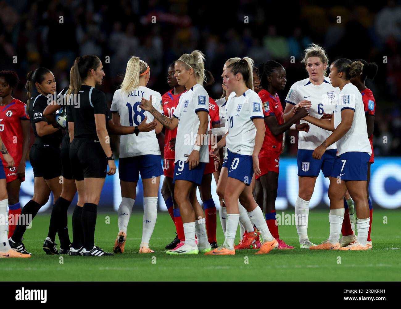 The players congratulate each other and the officials after the FIFA Women's World Cup 2023 ...