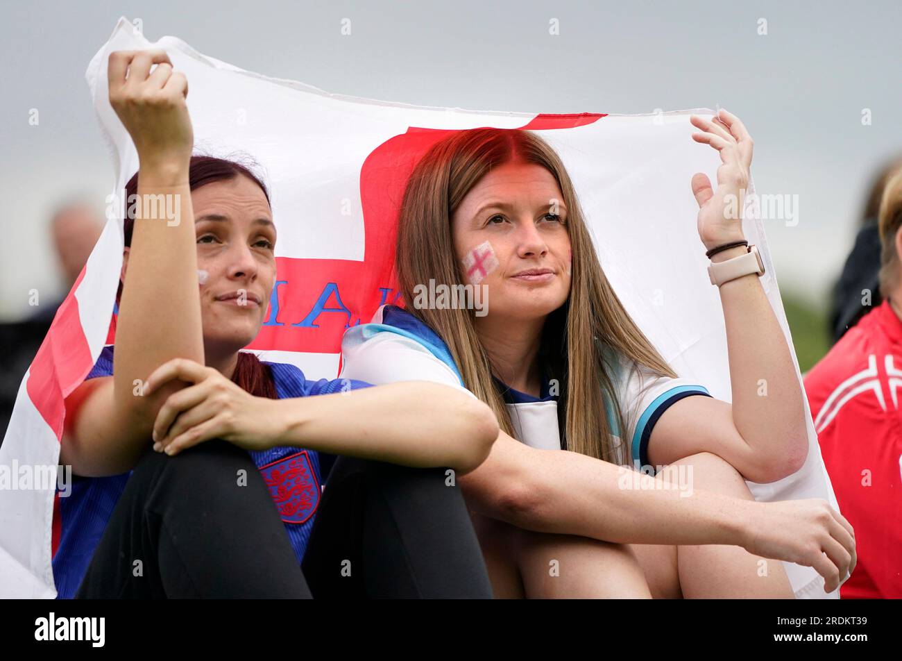 England fans watch a screening at the Kings College Fields, Ruislip, of ...
