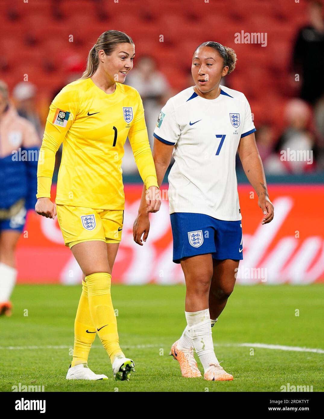 England goalkeeper Mary Earps (left) and Lauren James during the FIFA ...