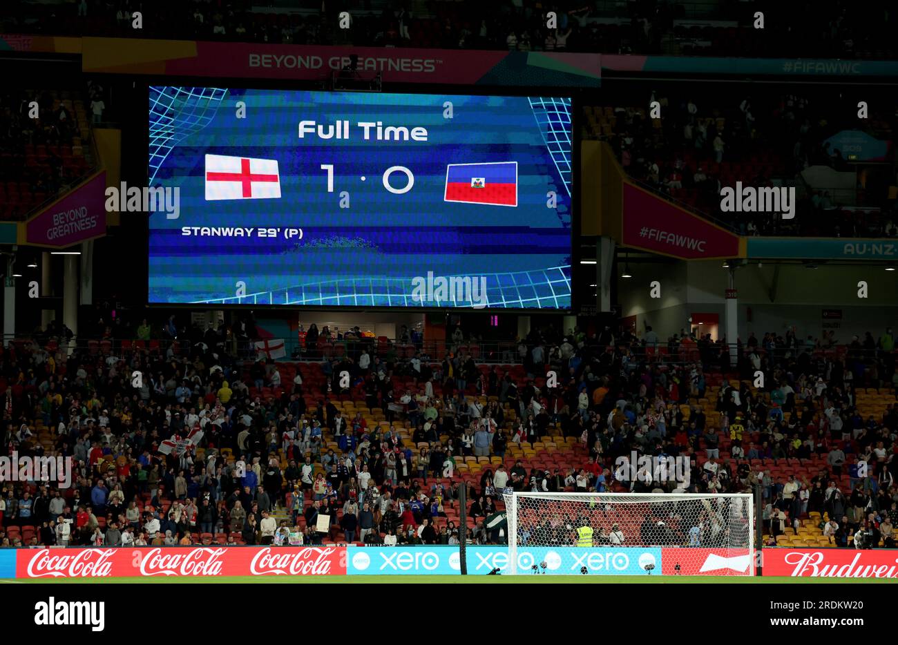 The big screen shows the full time score following the FIFA Women's ...