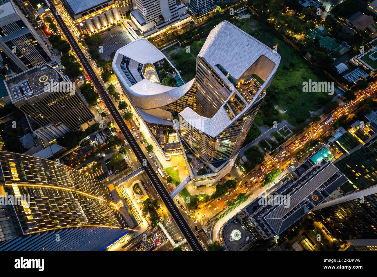 Aerial view of central embassy in Ploenchit district, Bangkok, Thailand ...