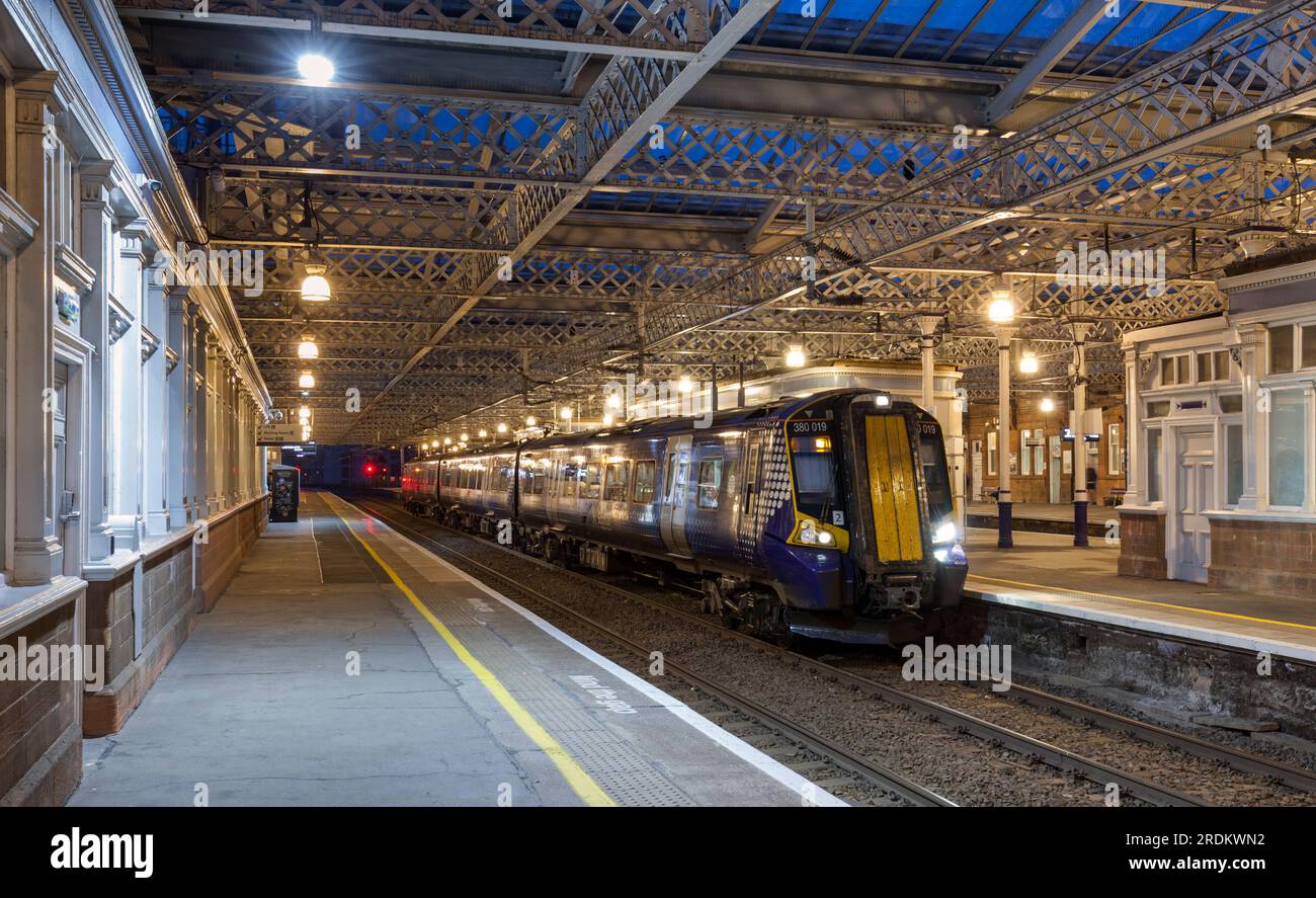 Scotrail Siemens Class 380 Electric Train Calling At Paisley Gilmour Street Railway Station 