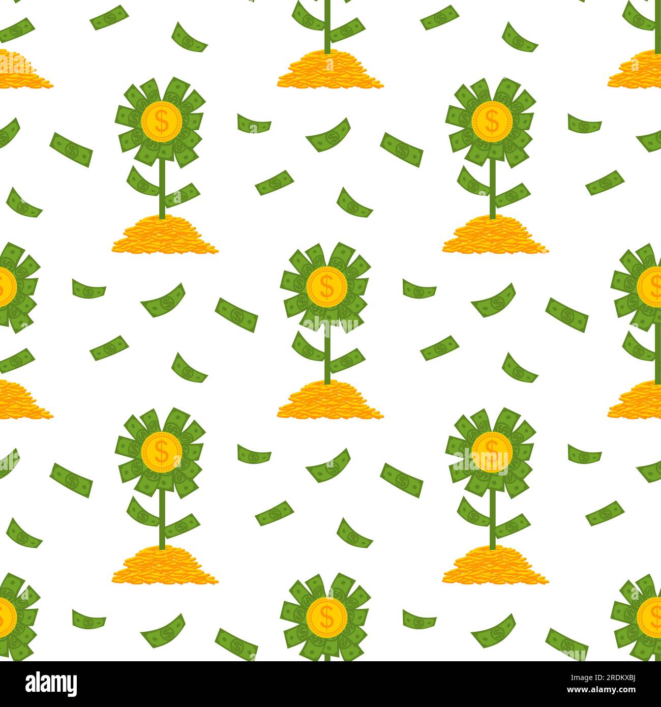 Money flower pattern seamless. Dollar plant background. Financial ...