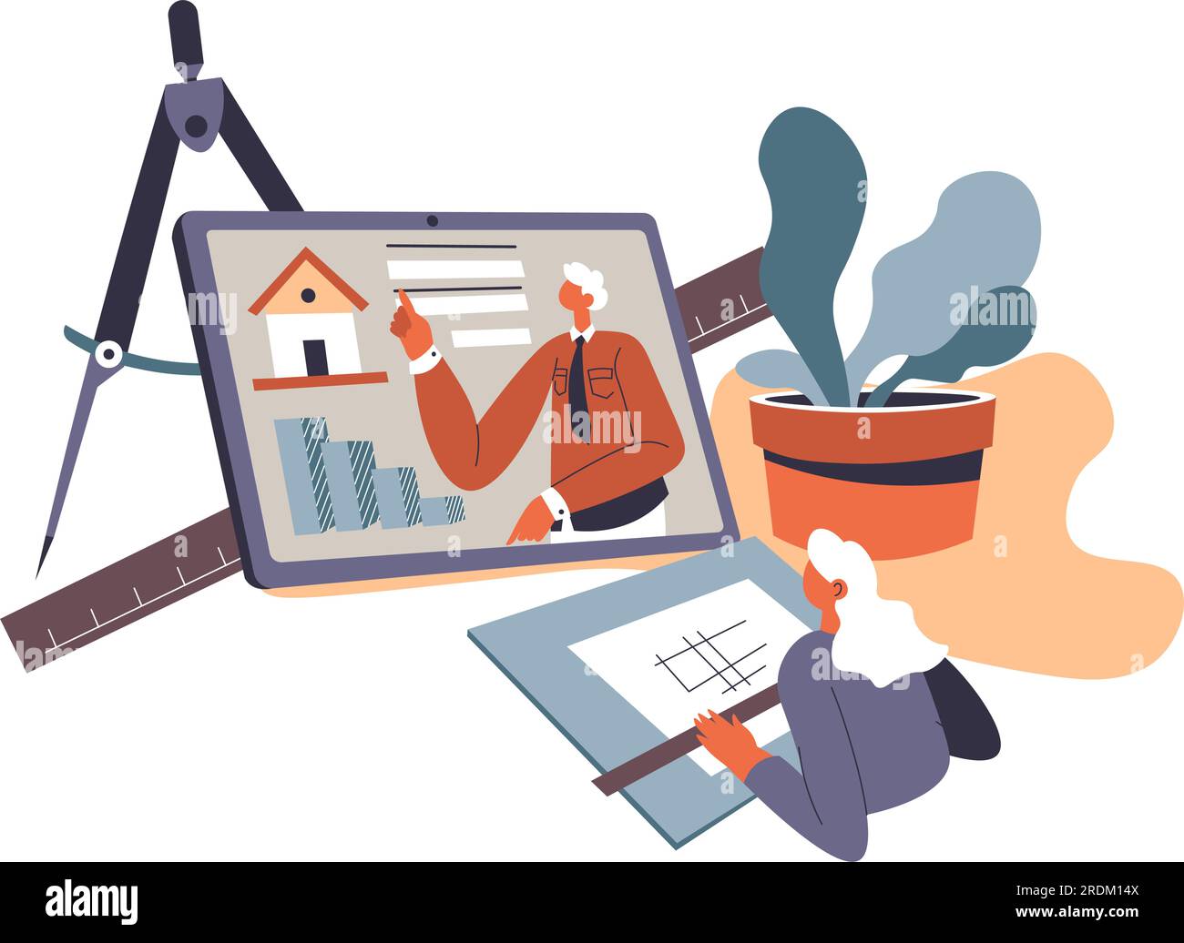 Engineer architect working laptop computer Stock Vector Images - Alamy