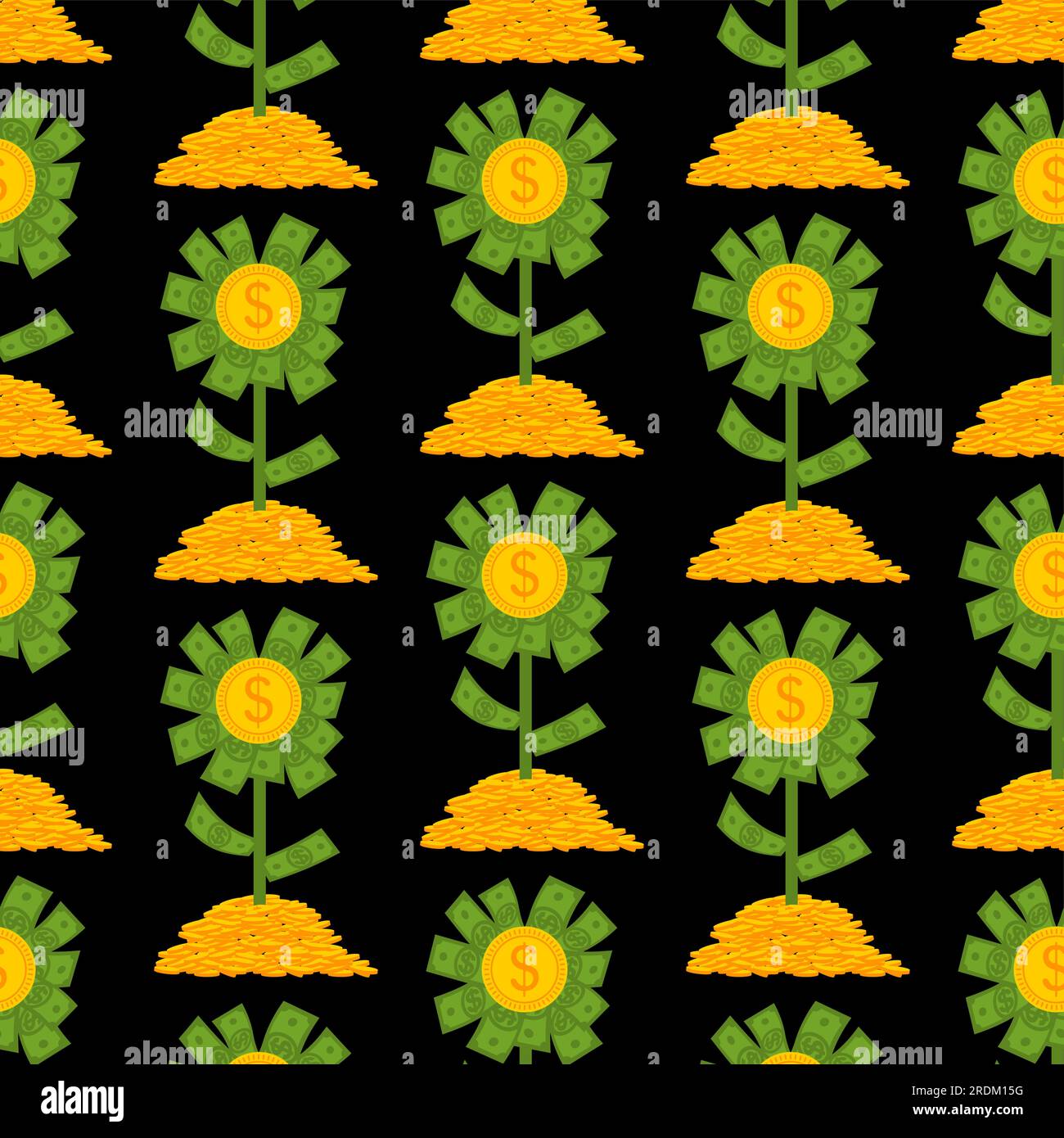 Money flower pattern seamless. Dollar plant background. Financial ...
