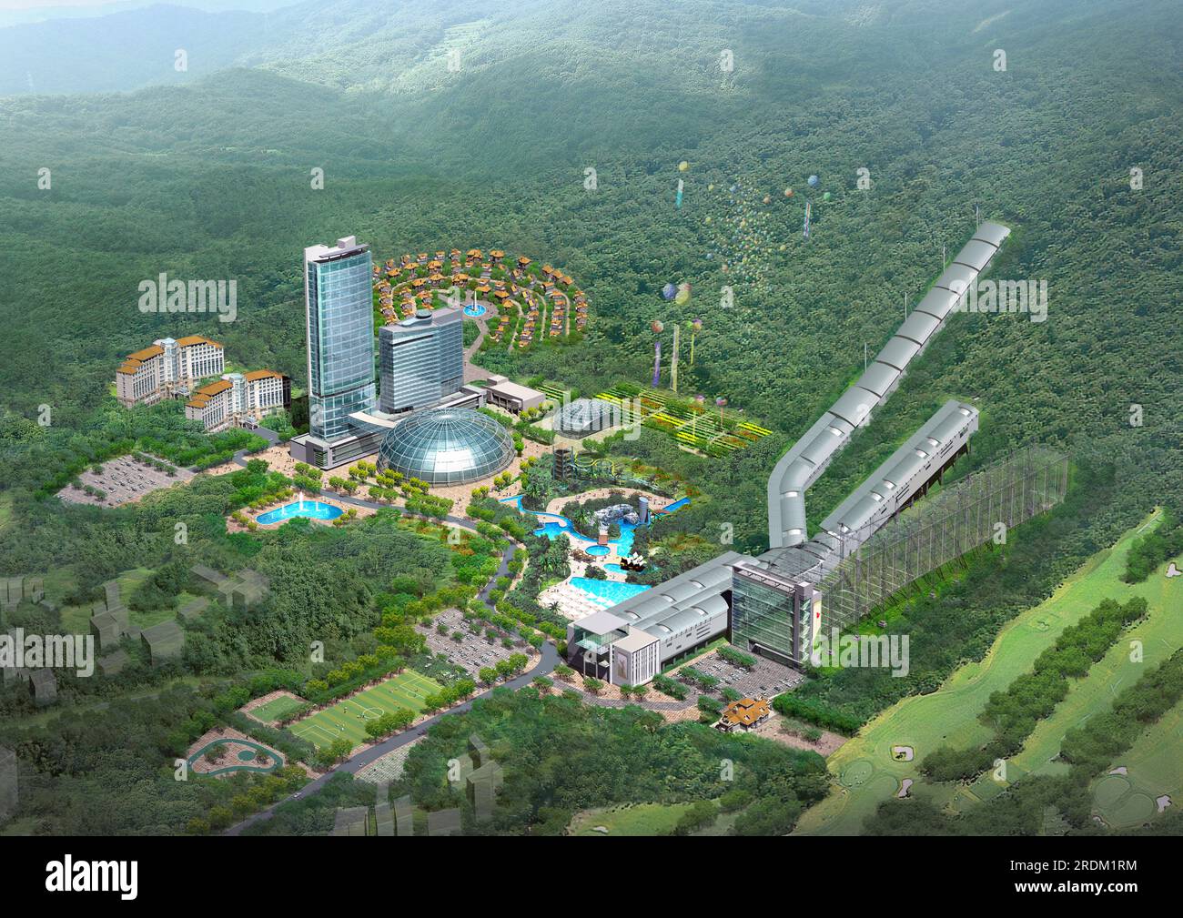 3d rendering of a fantastic resort and a amusement park in the country ...