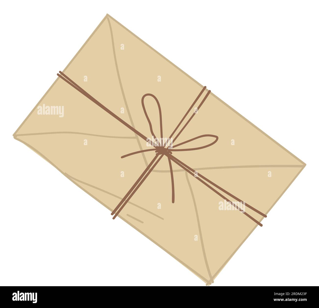 Vintage letter decorated or sealed with thread, isolated envelope for ...