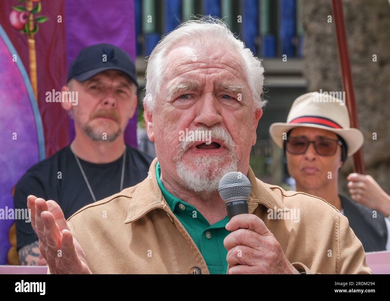 Actor Brian Cox speaking at the Equity Union rally, London, standing in ...