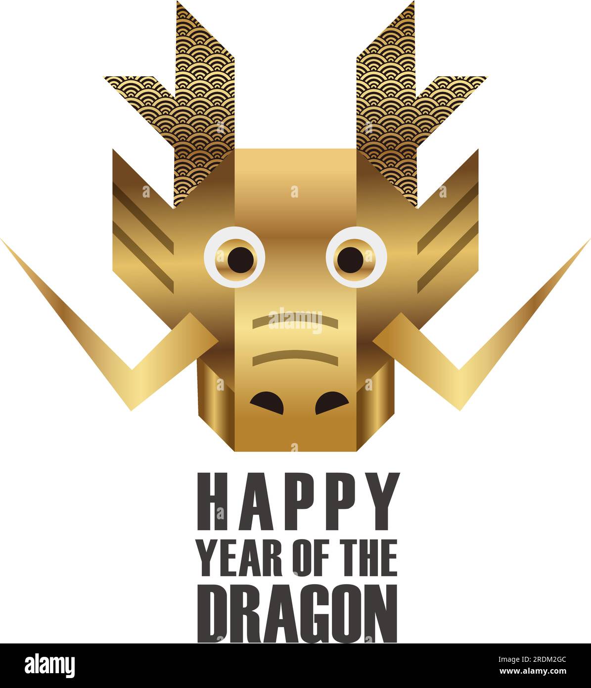 Year Of The Dragon Vector Gold Zodiac Symbol Illustration With New Year ...