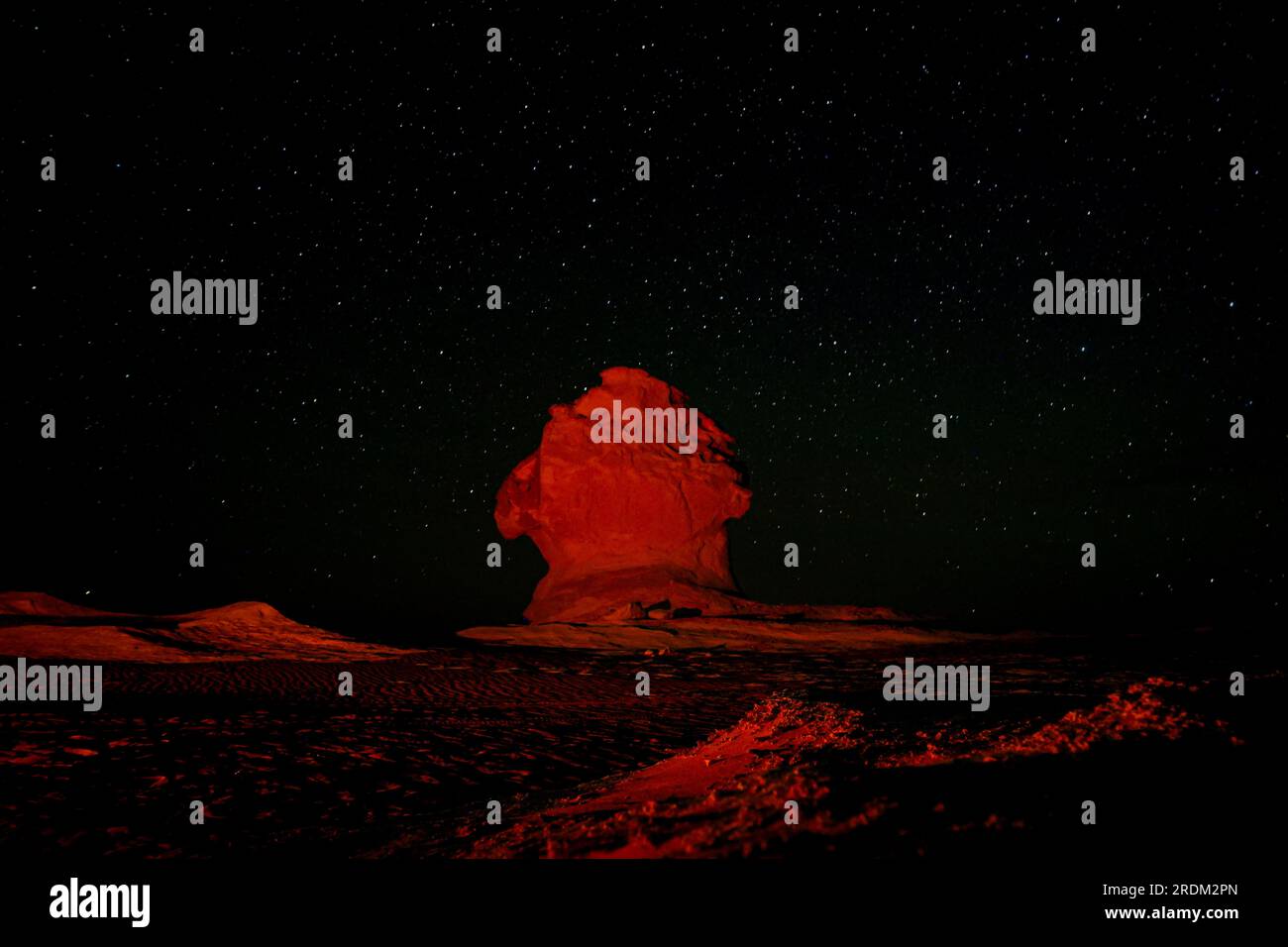 A night view of the White Desert in Egypt From erosion of volcanos and ...