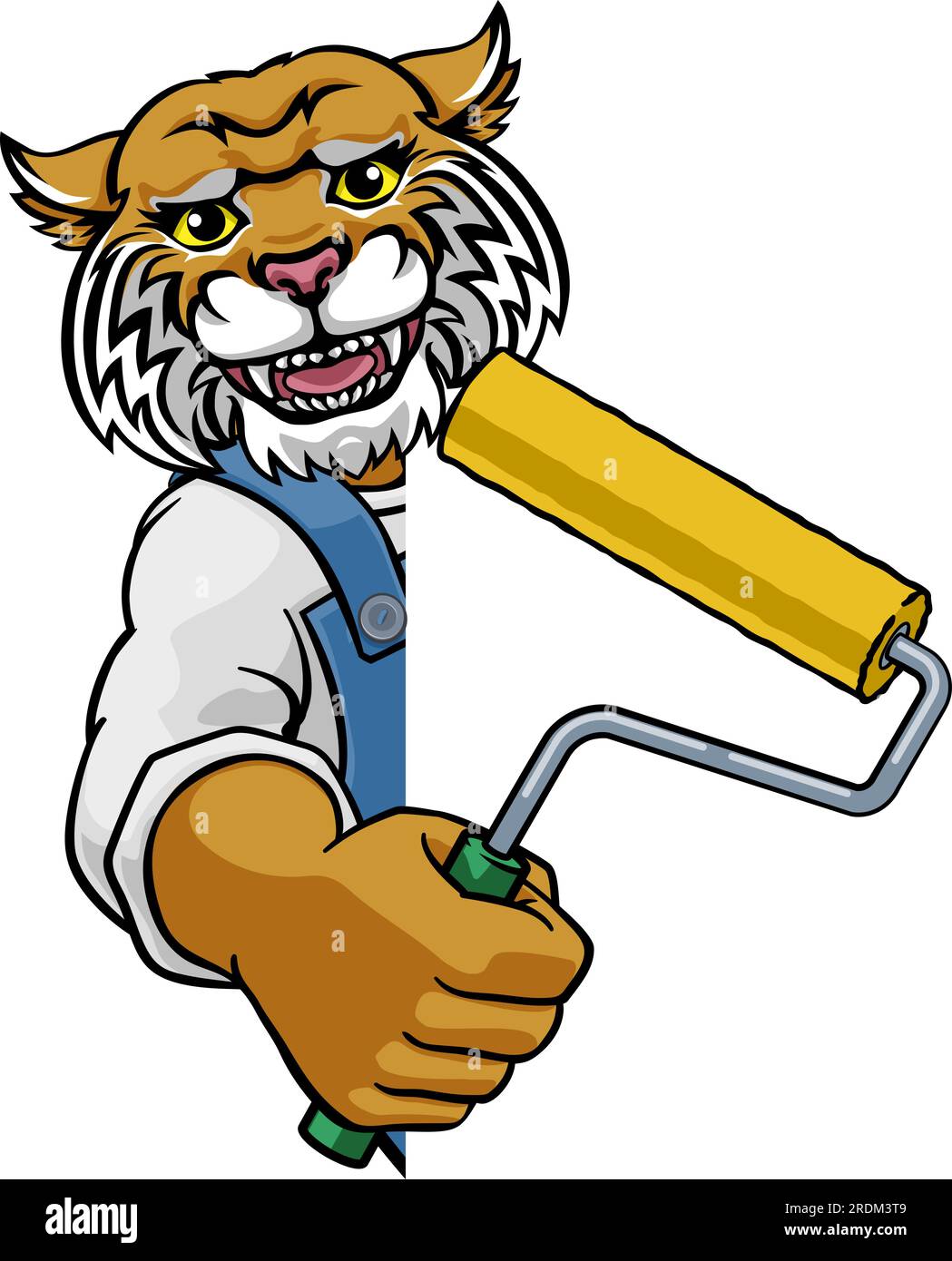 Wildcat Painter Decorator Paint Roller Mascot Man Stock Vector Image ...