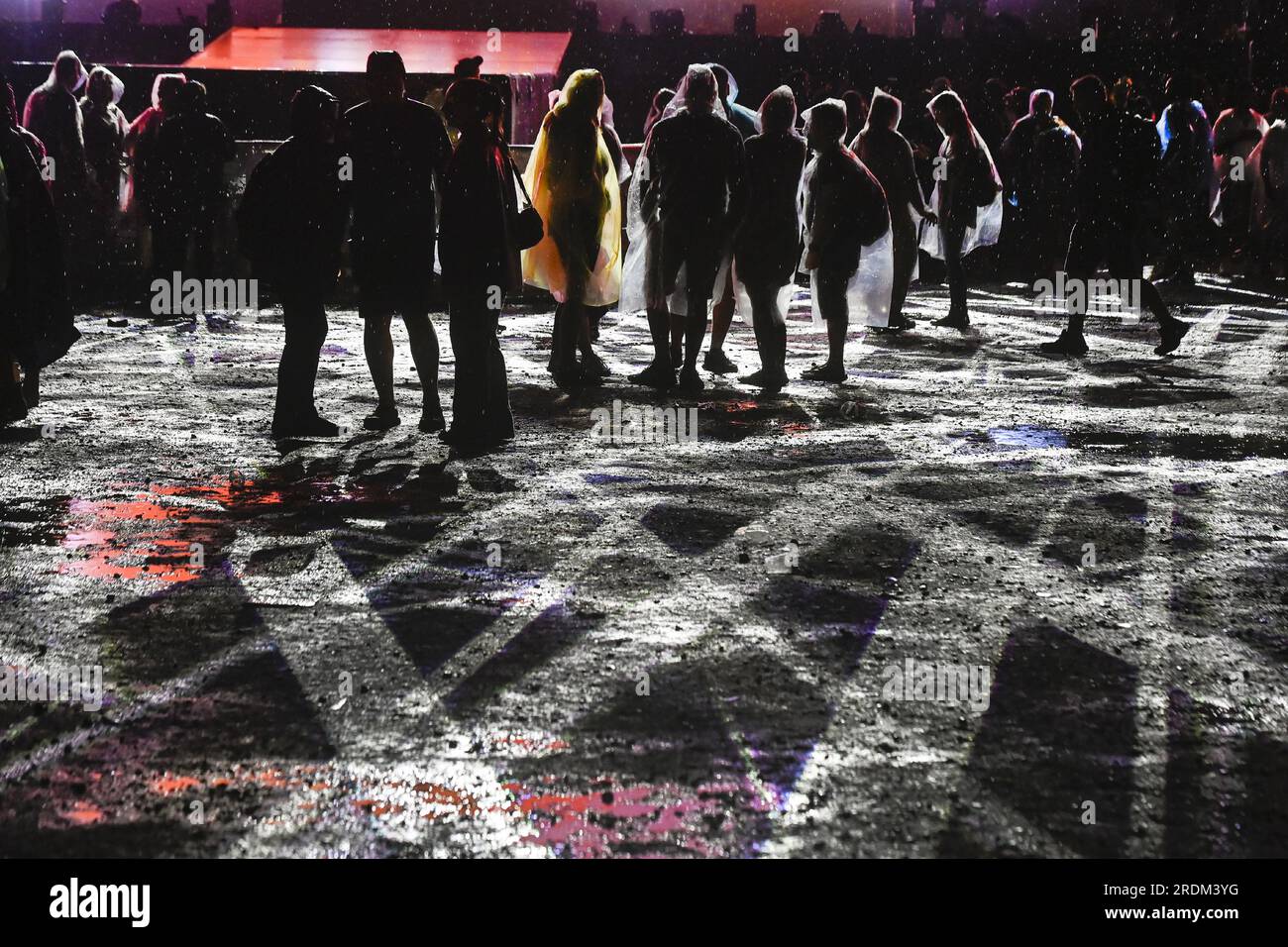 Ostrava, Czech Republic. 21st July, 2023. People wait in the rain for ...