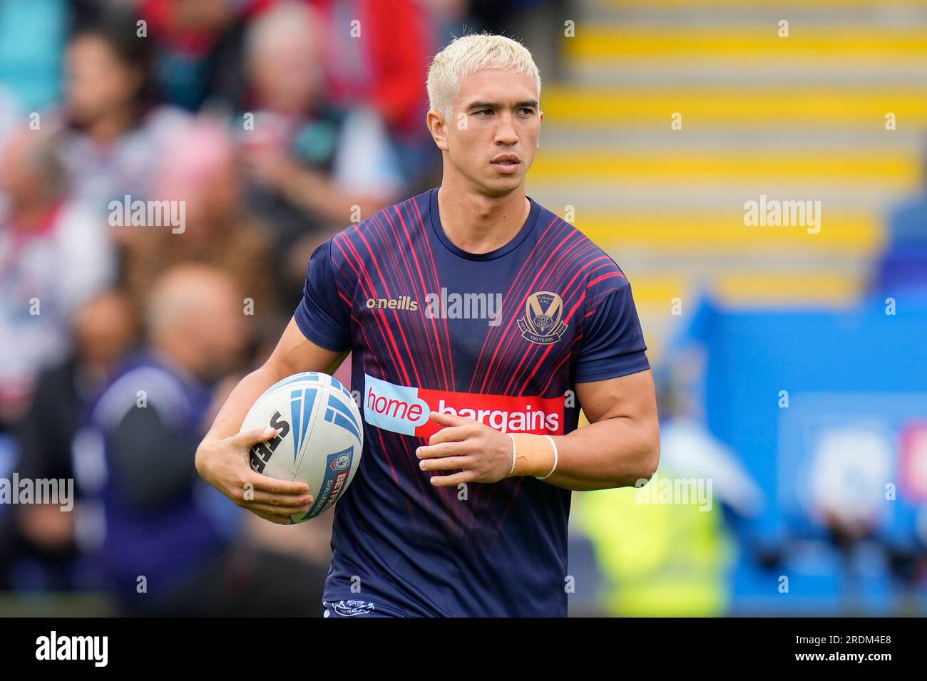 Tee Ritson #25 of St. Helens warms up before the Betfred Challenge Cup ...