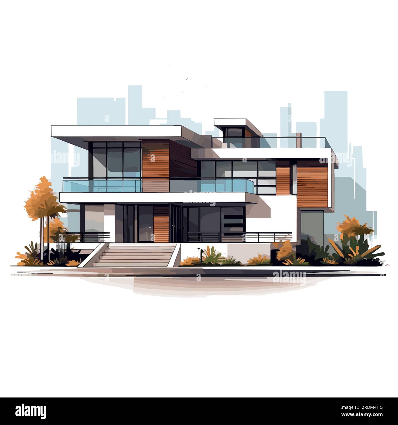 Exterior of the residential house, front view. Vector illustration. Eps ...