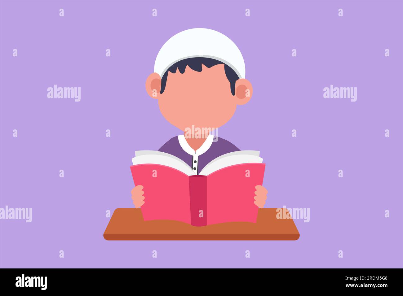 Character flat drawing adorable little baby boy is reading book at ...