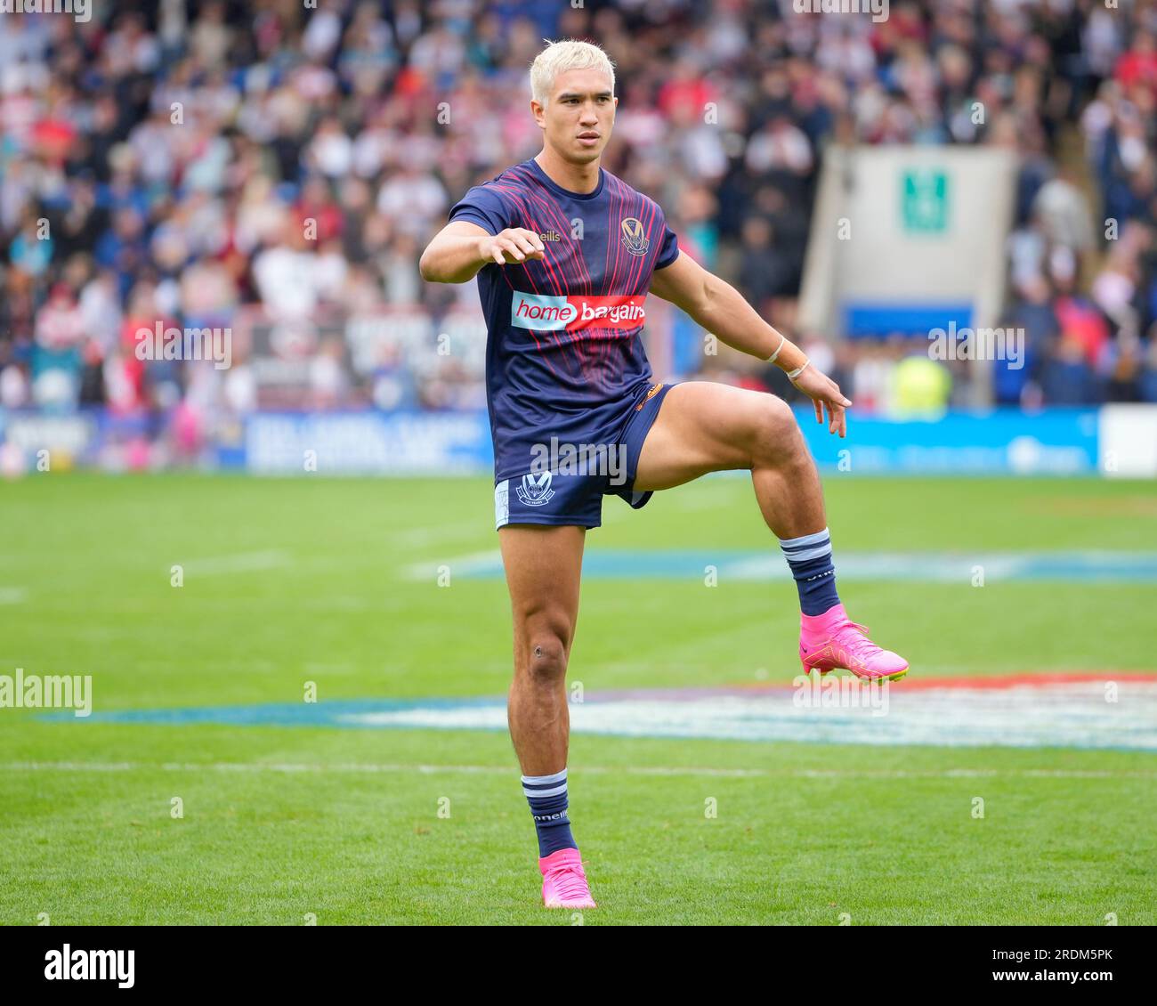 Tee Ritson #25 of St. Helens warms up before the Betfred Challenge Cup ...