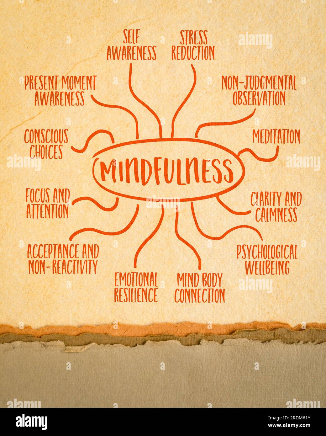 mindfulness infographics or mind map sketch on art paper, meditation ...