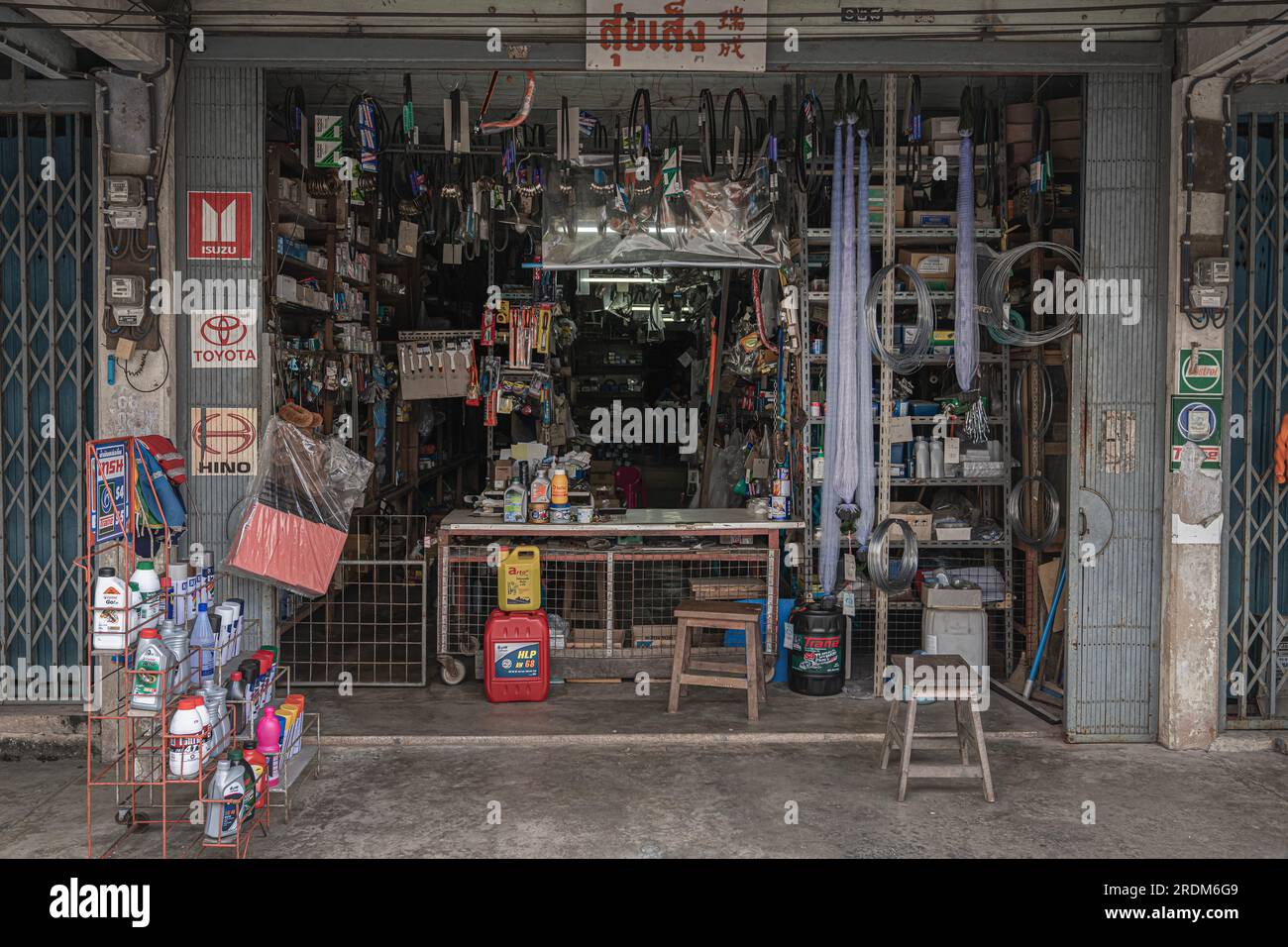 Thailand, phang nga 2 march 2023. Street shop, spare parts store on the ...