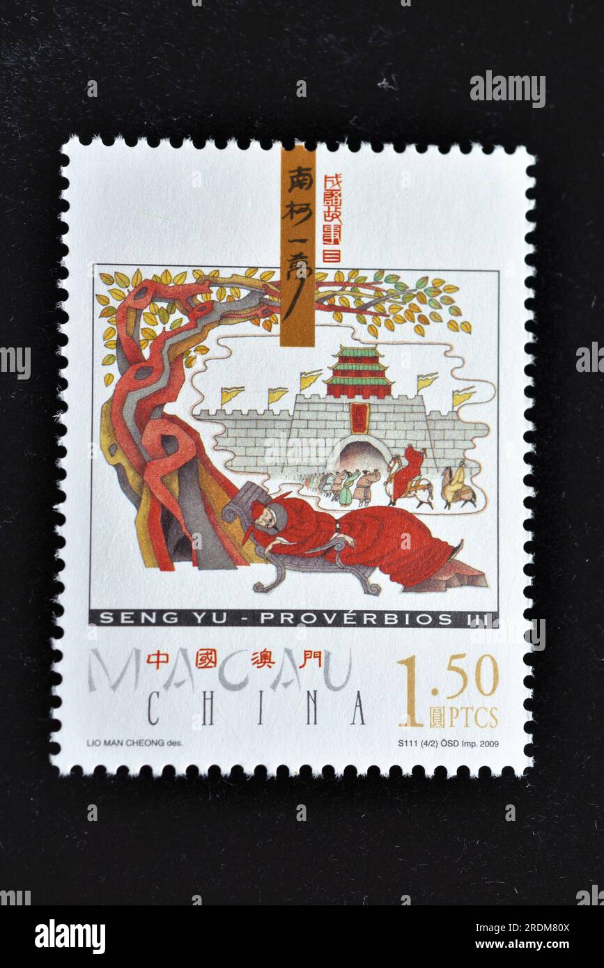 MACAU - CIRCA 2009: A stamps printed in Macao shows Seng Yu Idioms - A ...