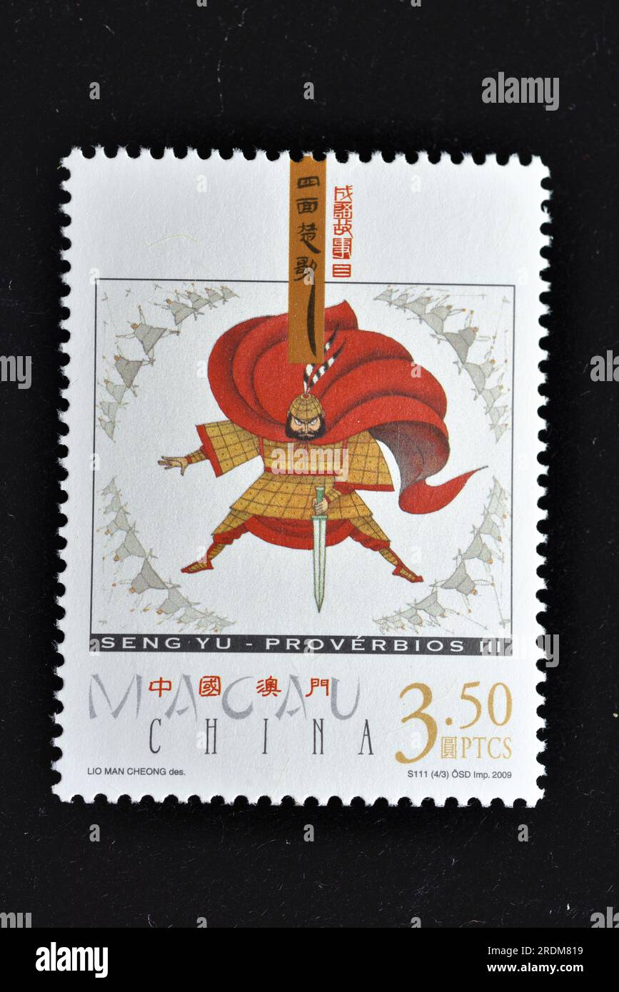 MACAU - CIRCA 2009: A stamps printed in Macao shows Seng Yu Idioms ...