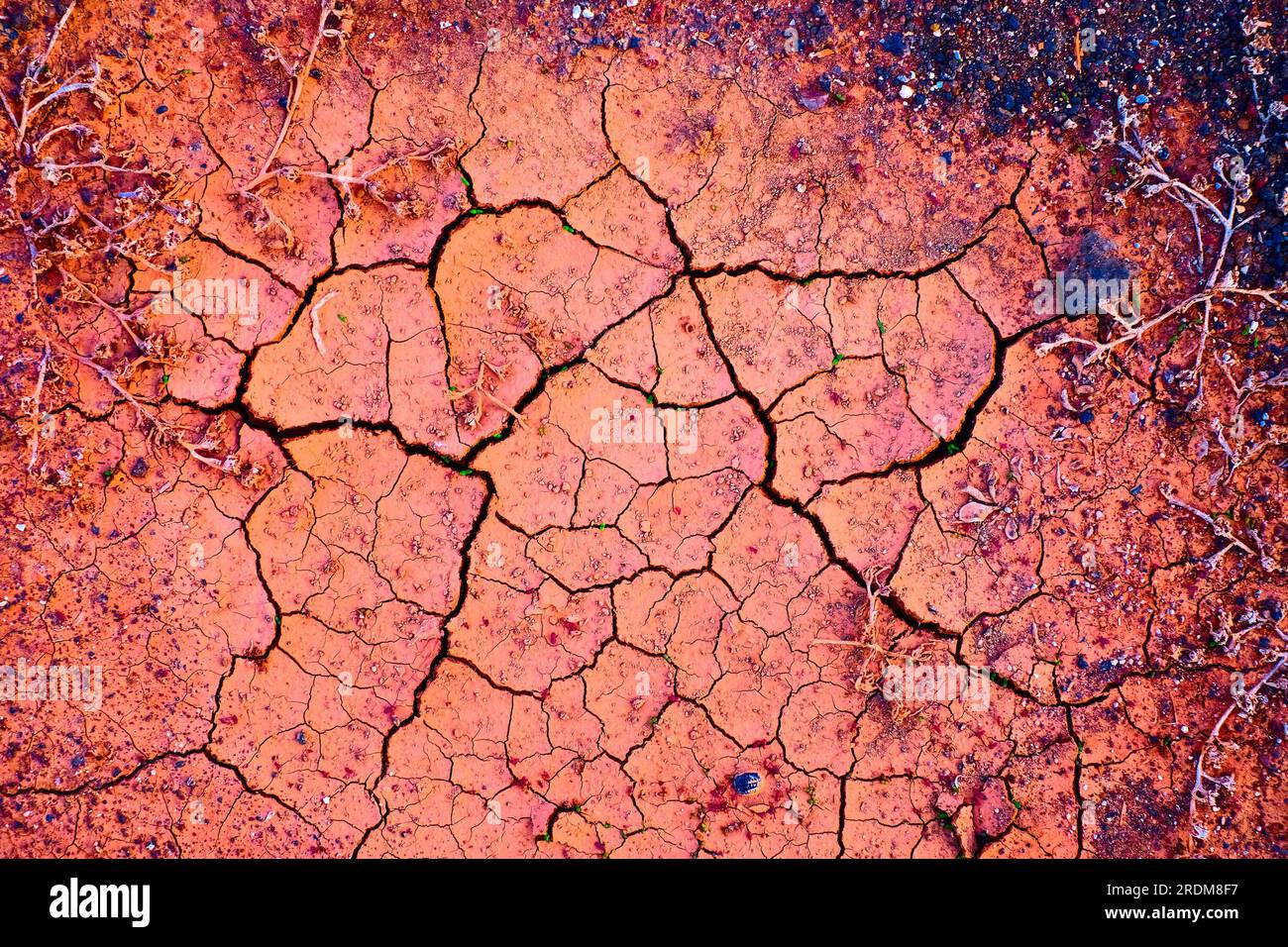 Cracked dry red soil, challenges climate change and climate crisis ...