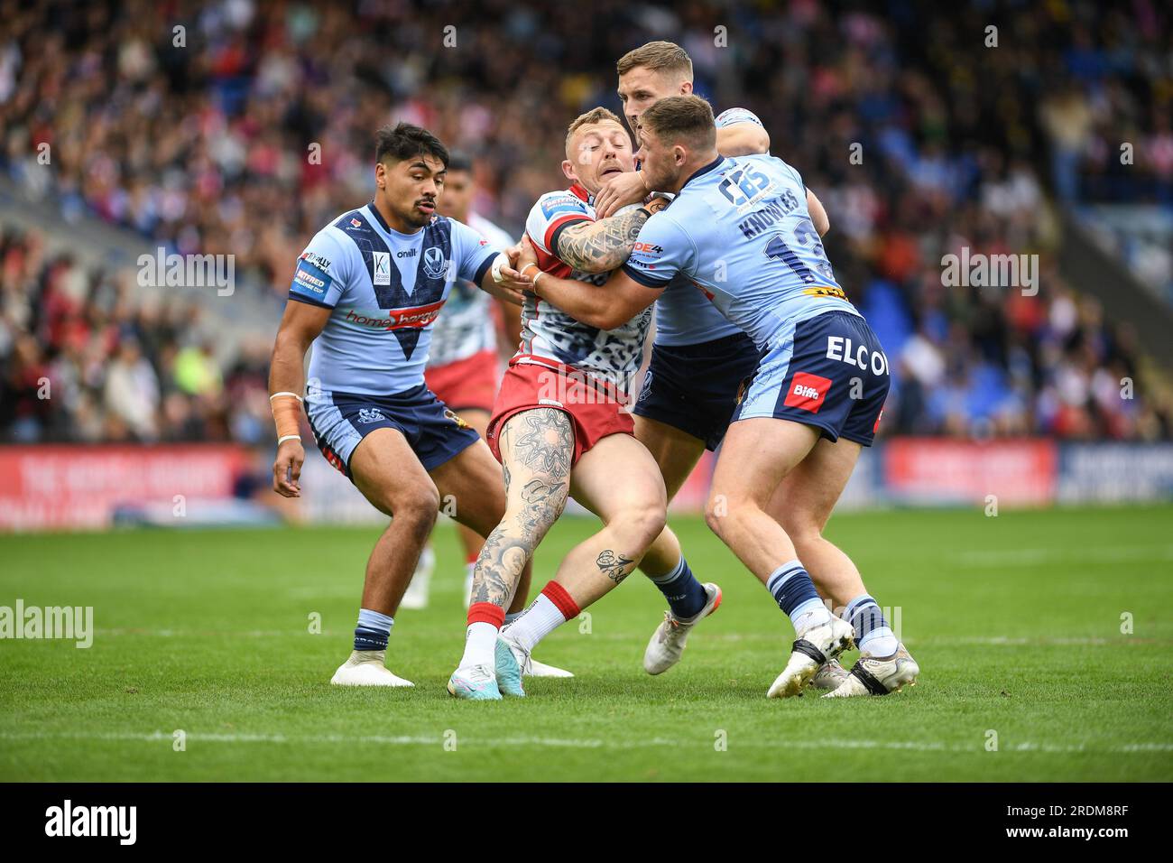 Warrington, England - 22nd July 2023 - Josh Charnley of Leigh Leopards ...