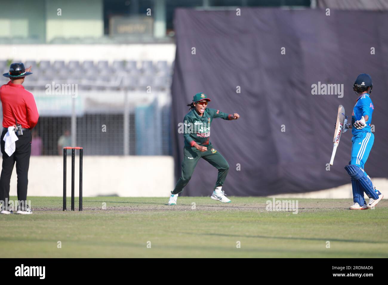 Rabeya celebrates after a dismissal of Indian batter during the ...