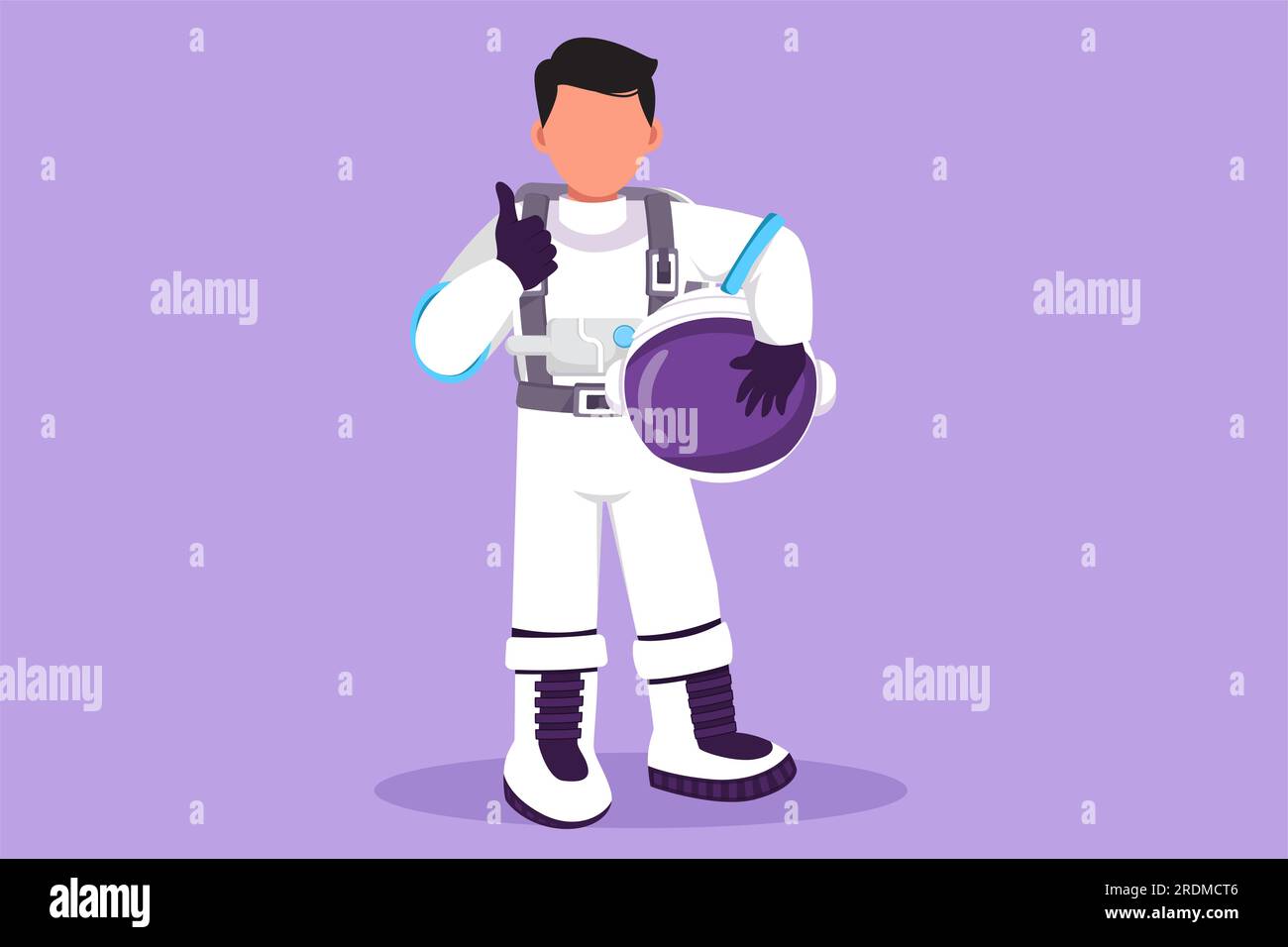 Character flat drawing astronaut stands with thumbs up gesture wearing ...