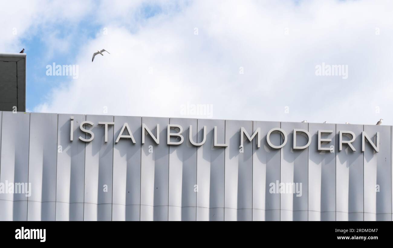 Istanbul, Turkey - April 2017: Exterior signage for Istanbul Modern, a ...