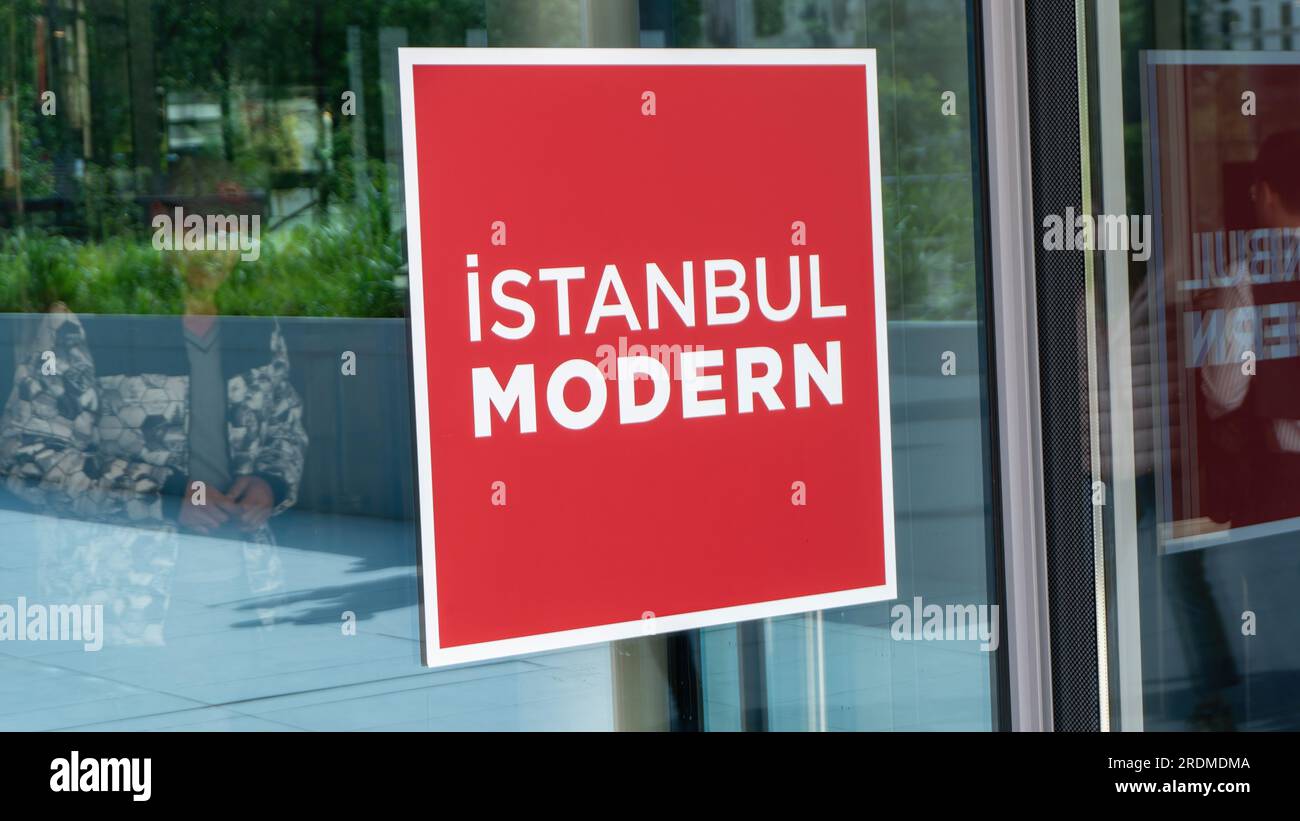 Istanbul, Turkey - April 2017: Signage for Istanbul Modern, a modern ...