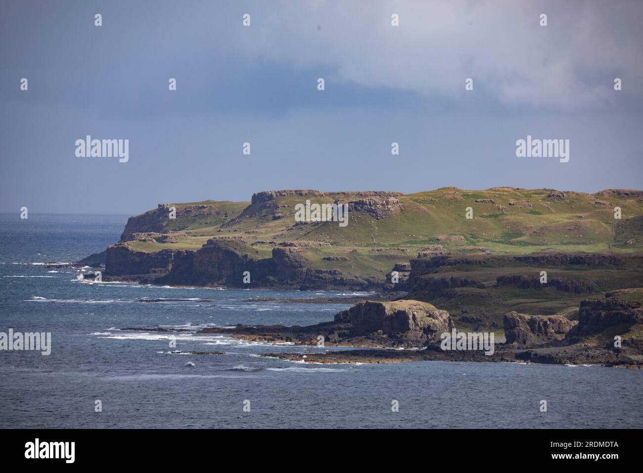 Landforms on the Isle of Mull showing raised beaches, created when sea ...