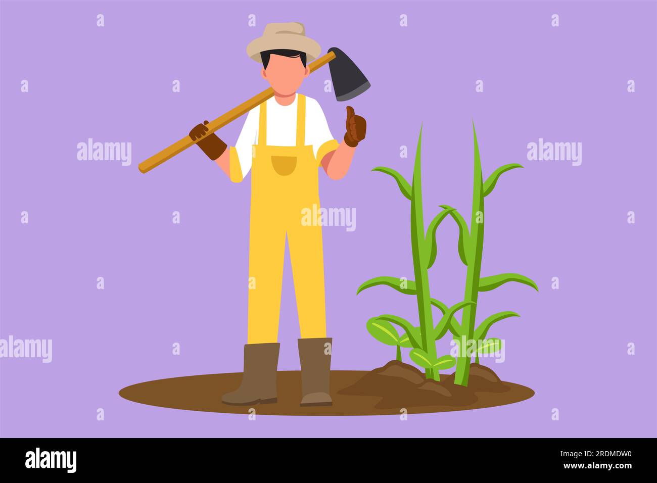 Graphic flat design drawing male farmer standing with thumbs up gesture ...