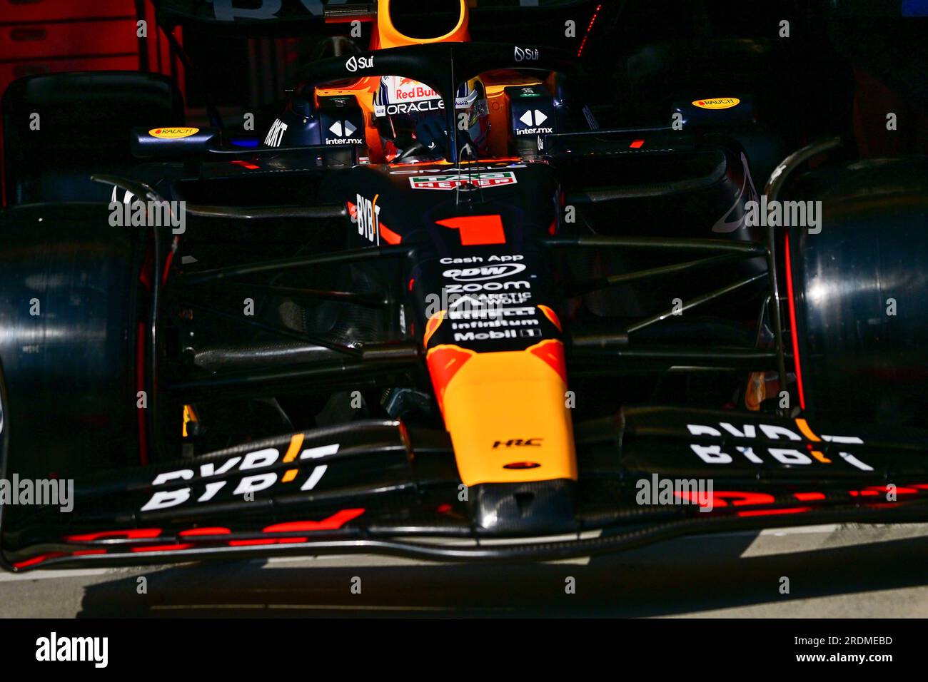 Dutch Formula One driver Max Verstappen of Red Bull Racing steers his ...