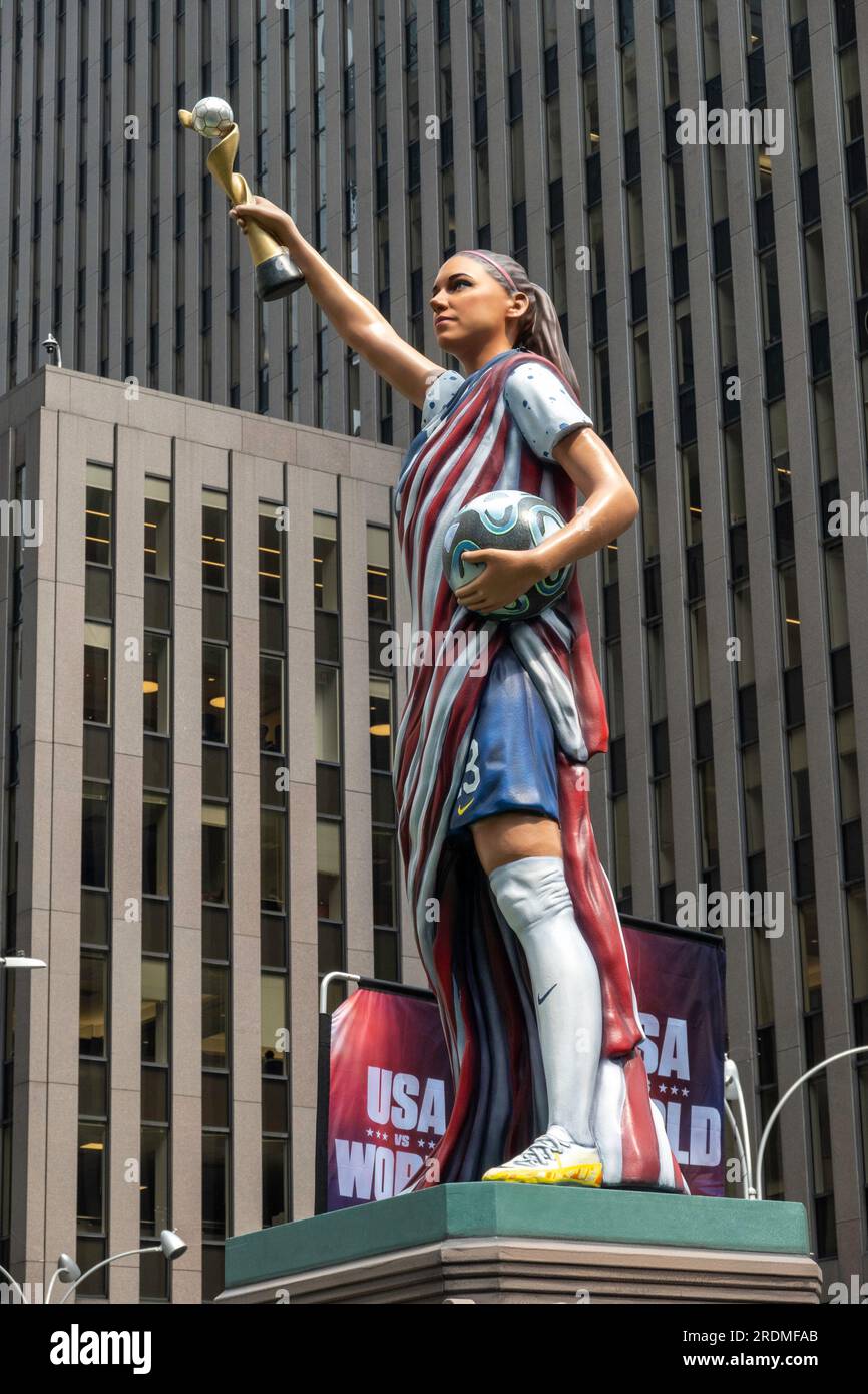 "Liberty Alex" soccer statue is on display at Fox Square, 2023, New ...
