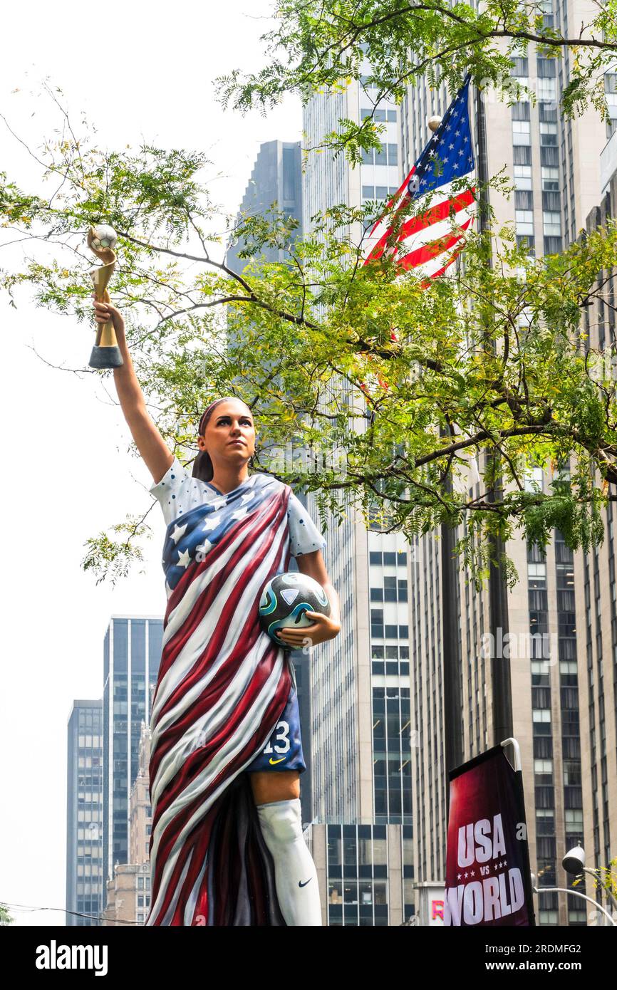 "Liberty Alex" soccer statue is on display at Fox Square, 2023, New ...