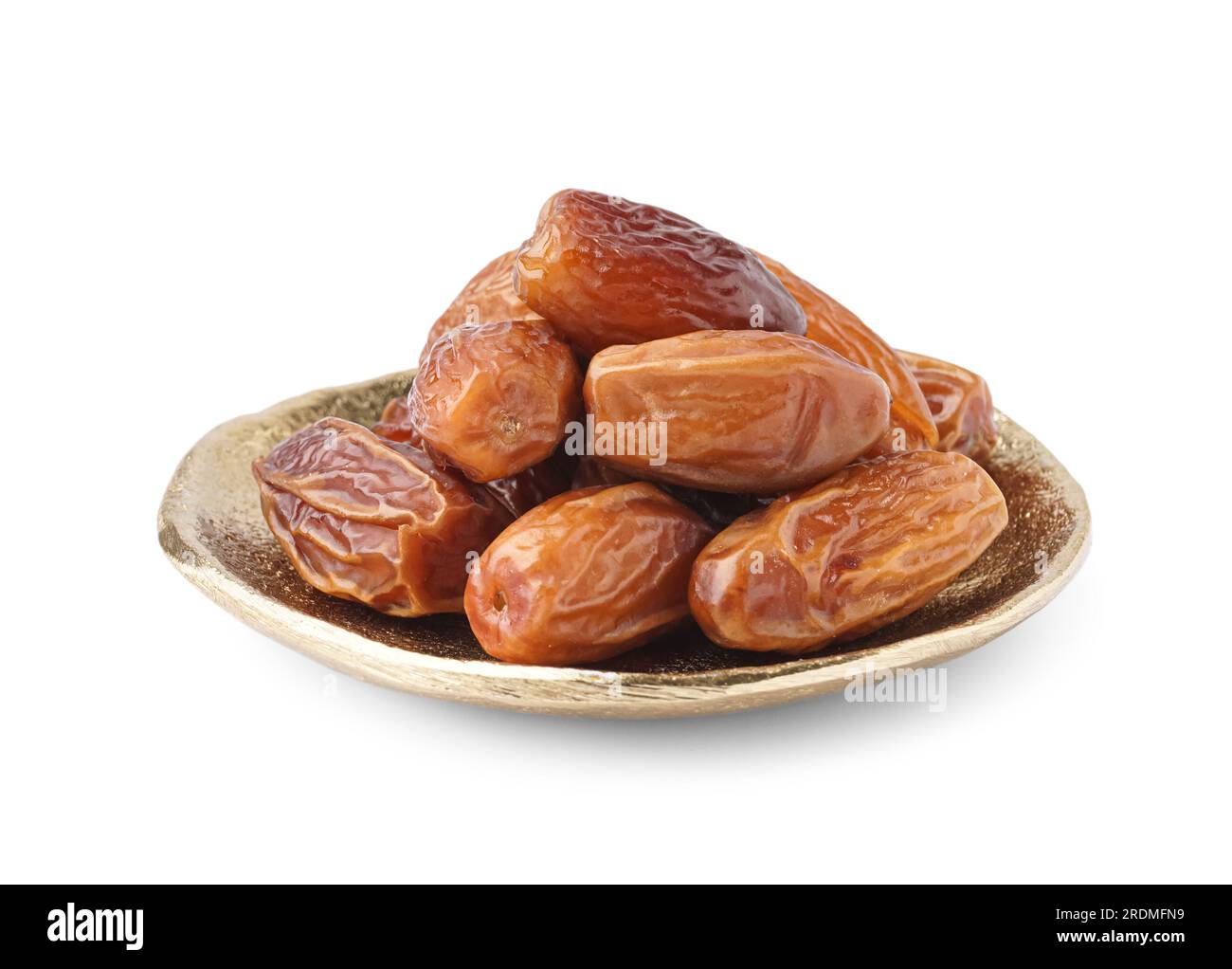 Plate with dried dates on white background Stock Photo - Alamy