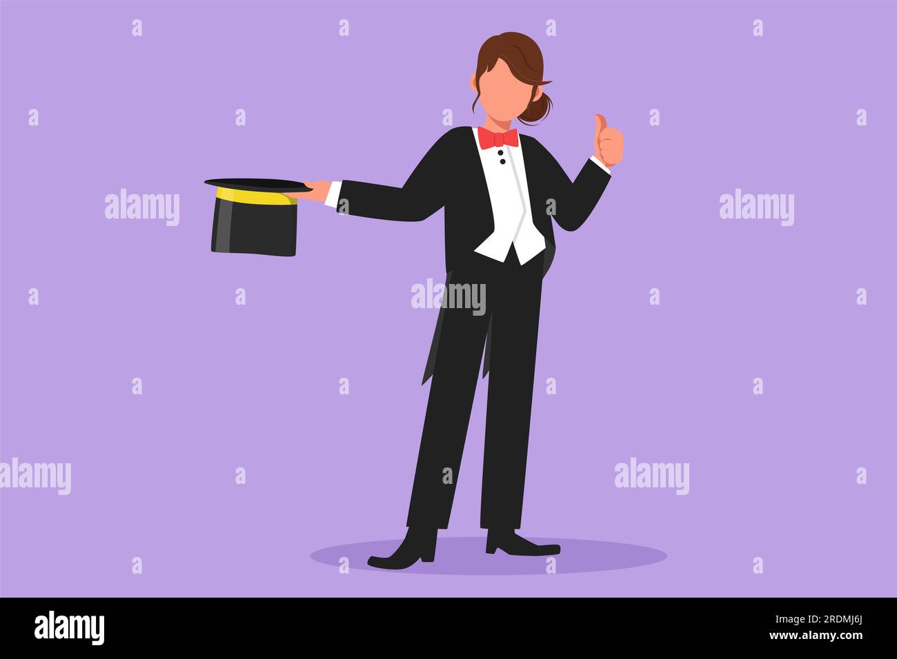 Character flat drawing beauty female magician standing in suit with ...