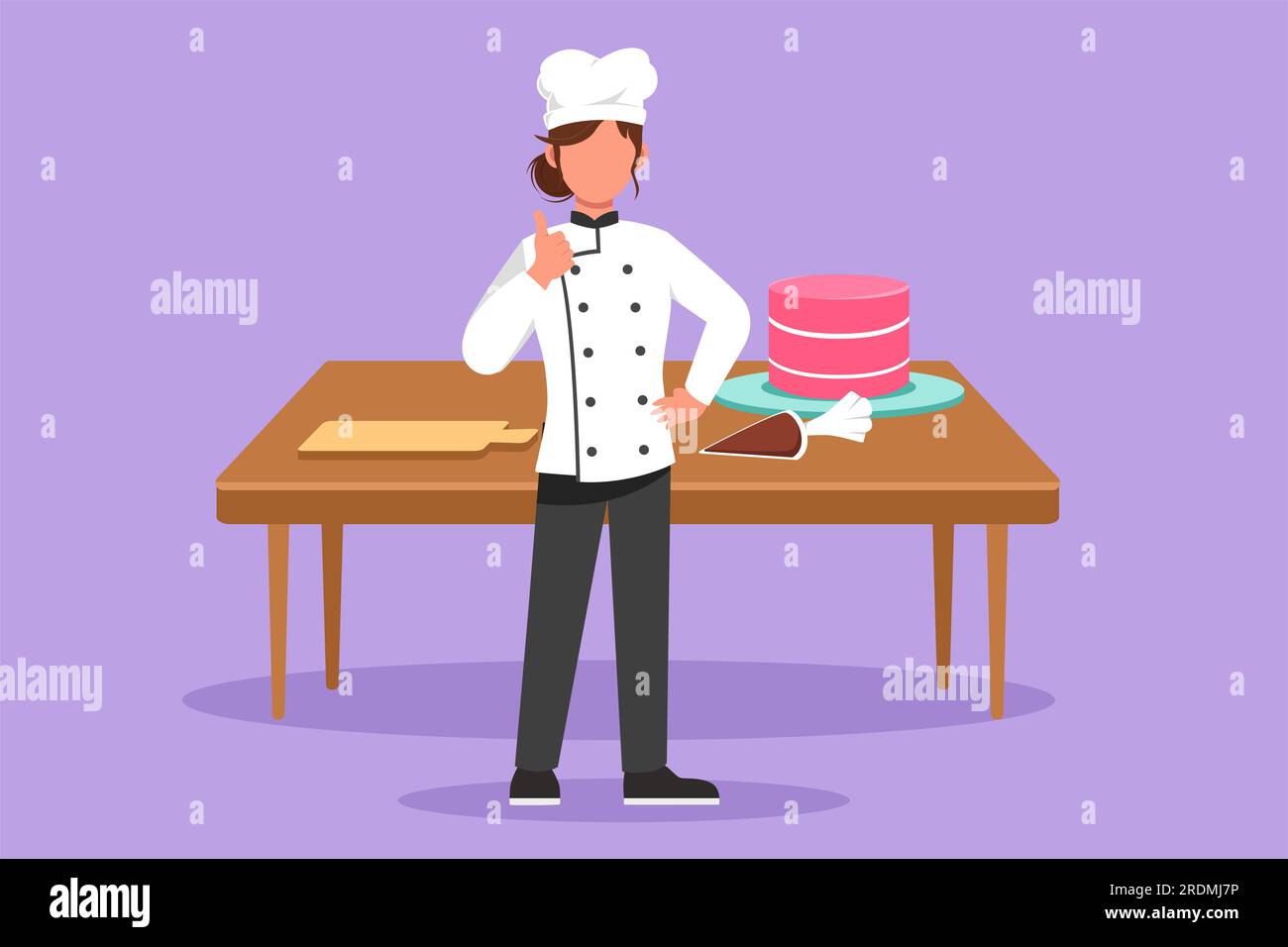Graphic flat design drawing chef standing with thumbs up gesture and ...