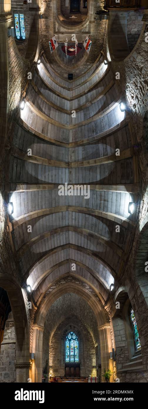 Panorama or vertorama interior view of Corstorphine Old Parish Church ...