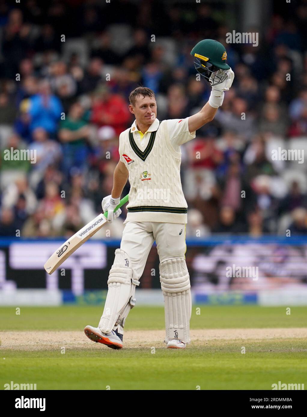 Australia's Marnus Labuschagne celebrates scoring 100 runs on day four ...