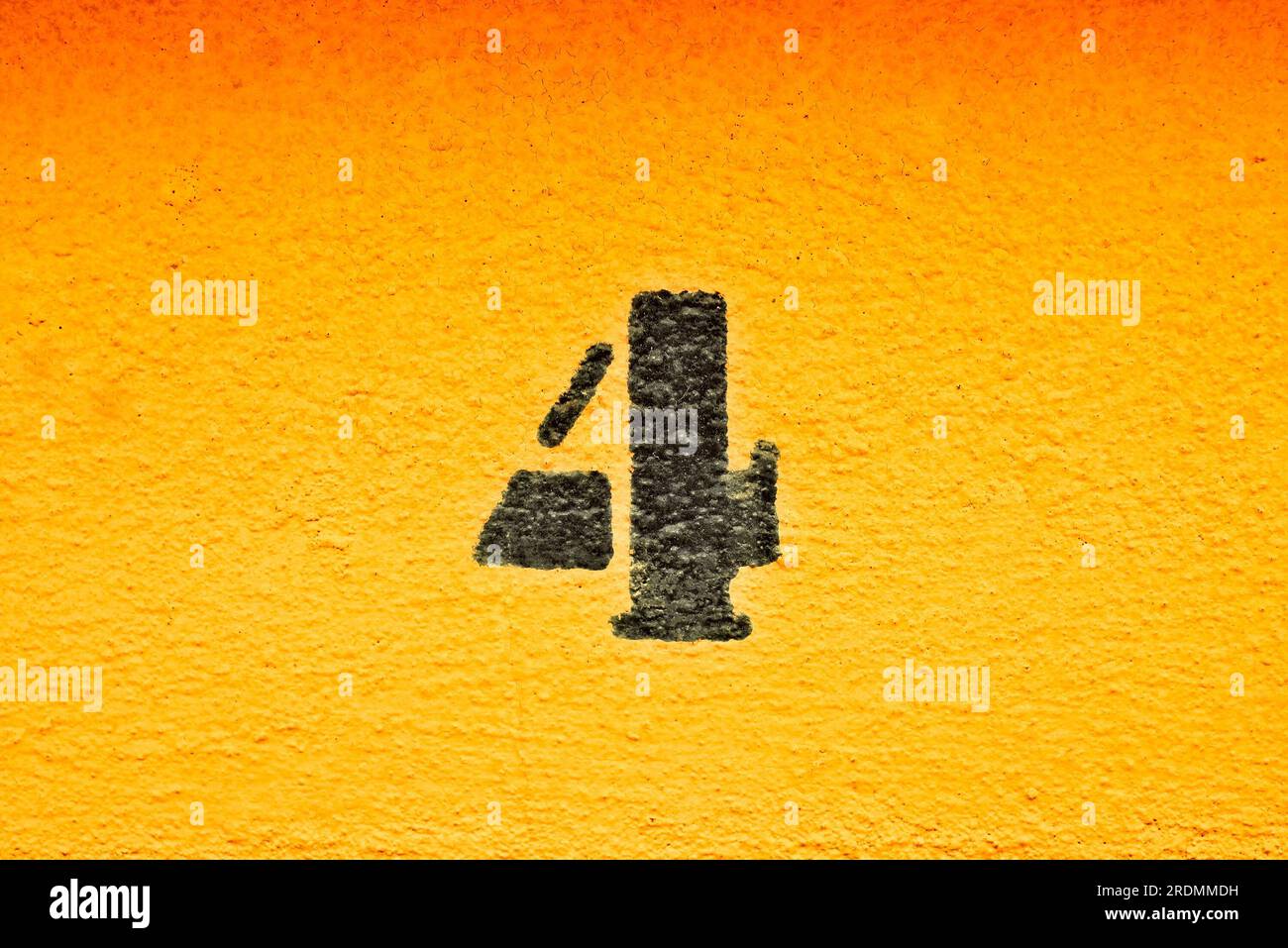 4, number four, black digits on graduated orange / saturated yellow ...