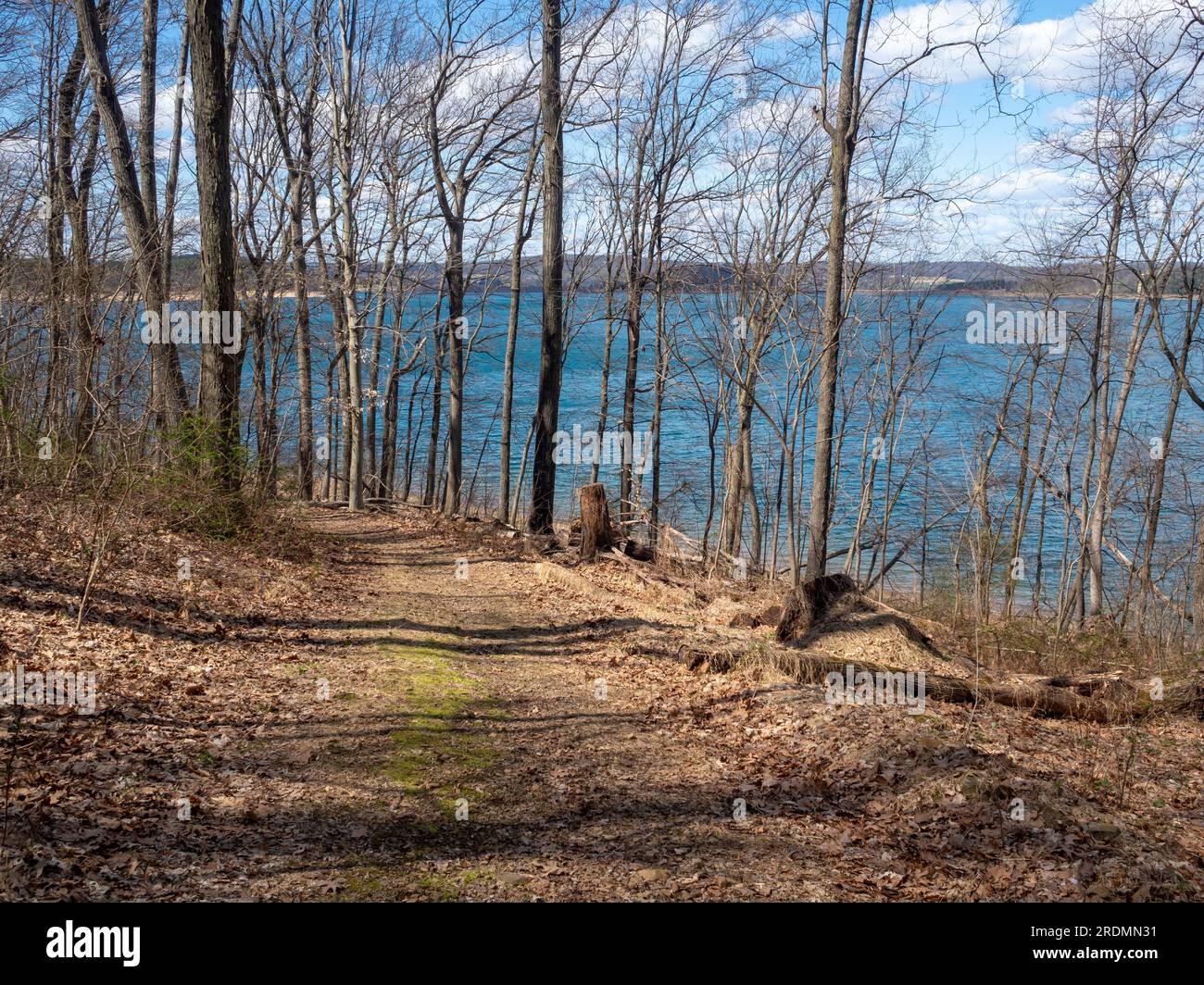 big round water reservoir of Round Valley Reservoir in state park in ...