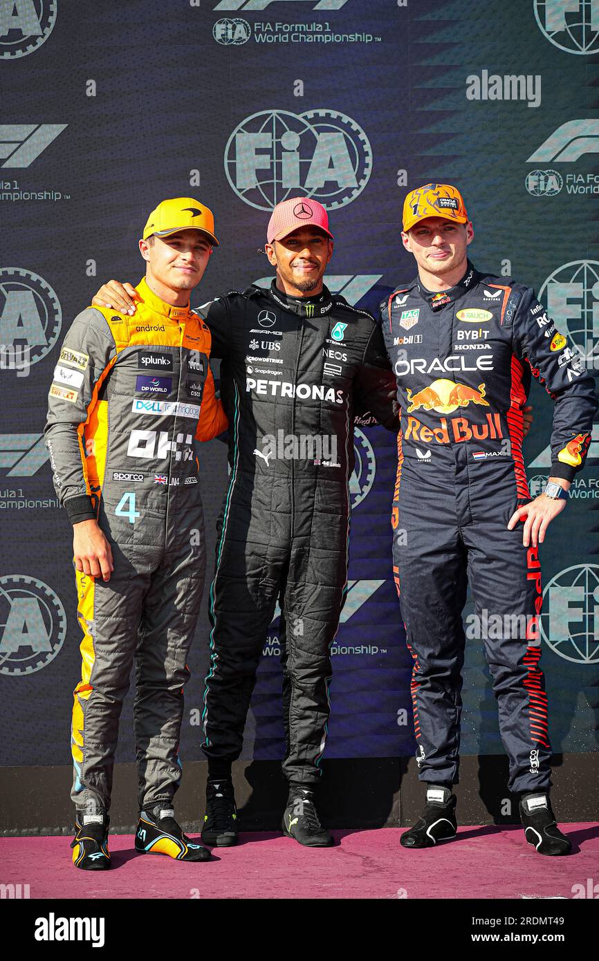 Celebration photo qualify, Lewis Hamilton, Max Verstappen, Lando Norris ...