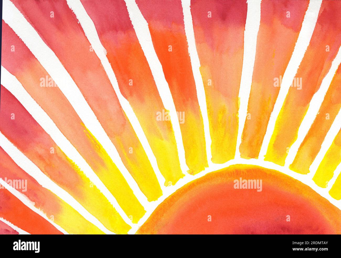 Sun's rays kids room artwork colorful watercolor painting sun, trendy ...