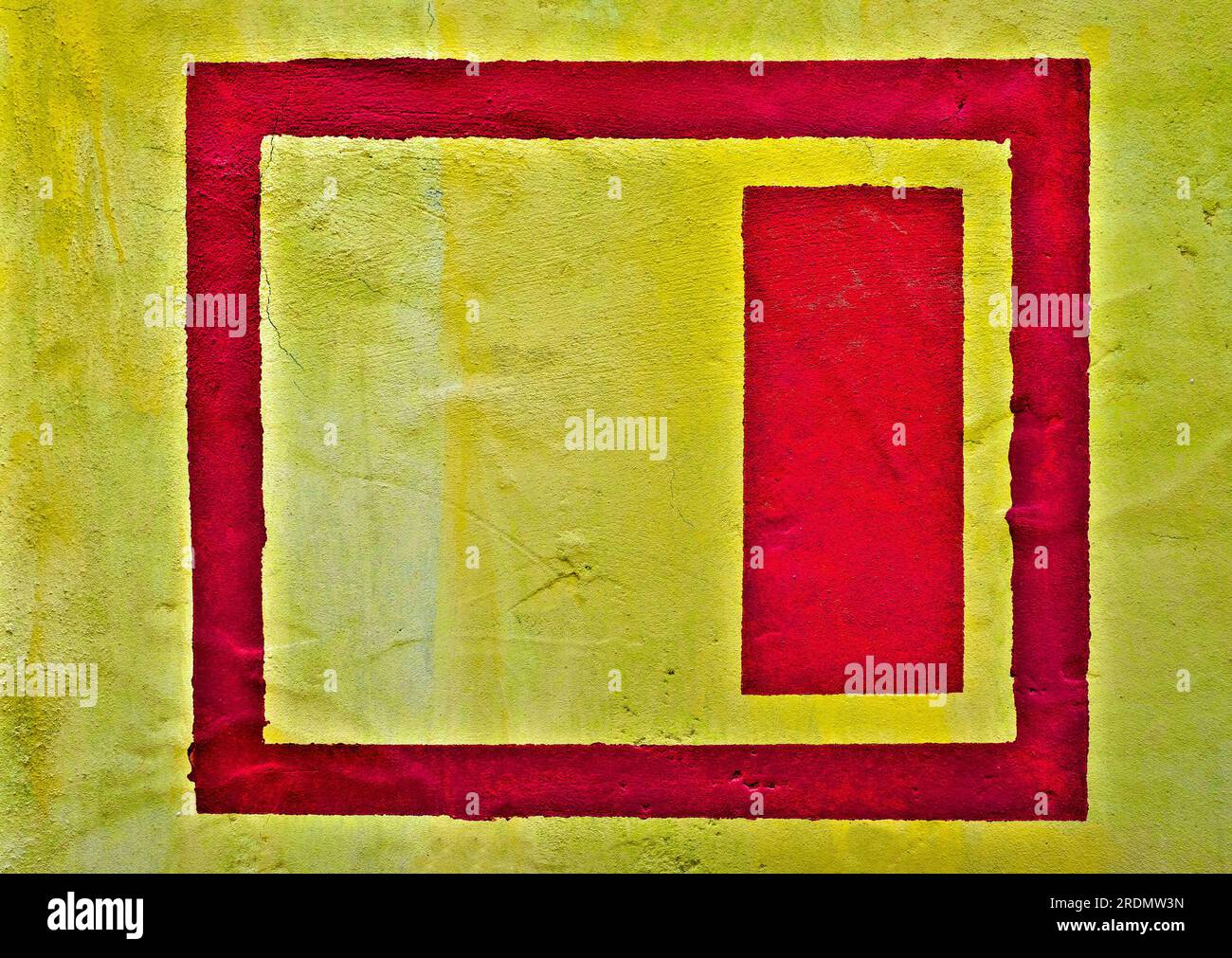 Abstract yellow and red shapes, colorful bright rectangles painted on ...