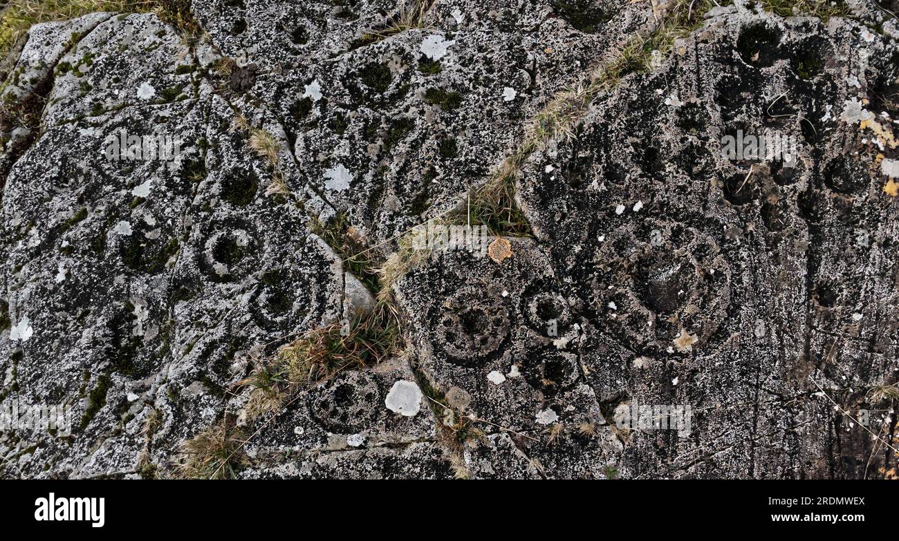 Ormaig cup and ring marks, neolithic rock art, near Kilmartin, Argyll ...
