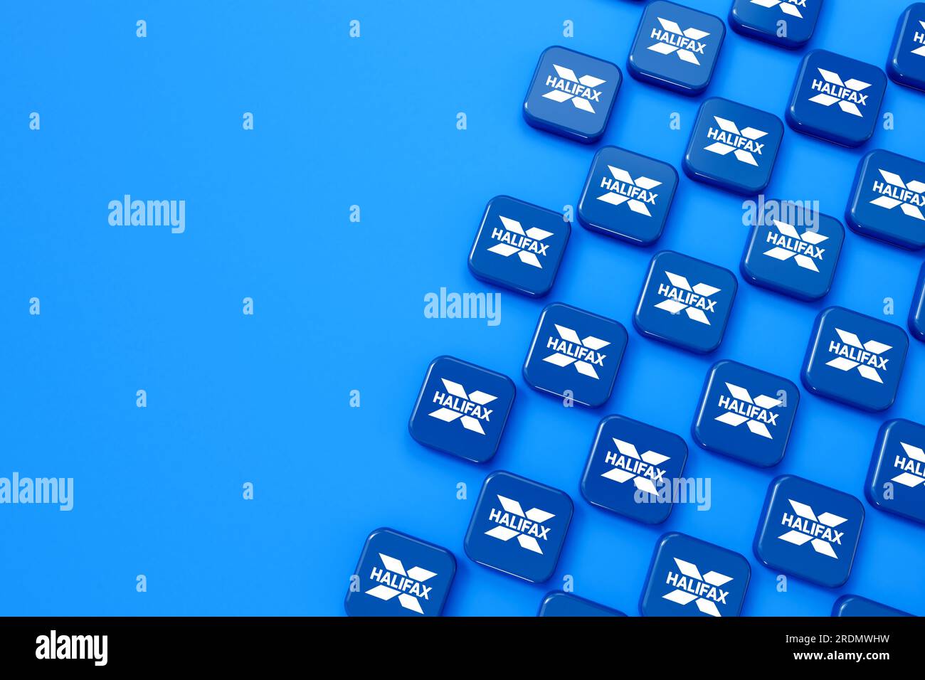 LONDON, UK - July 2023: Halifax bank blue and white company logo. 3D ...